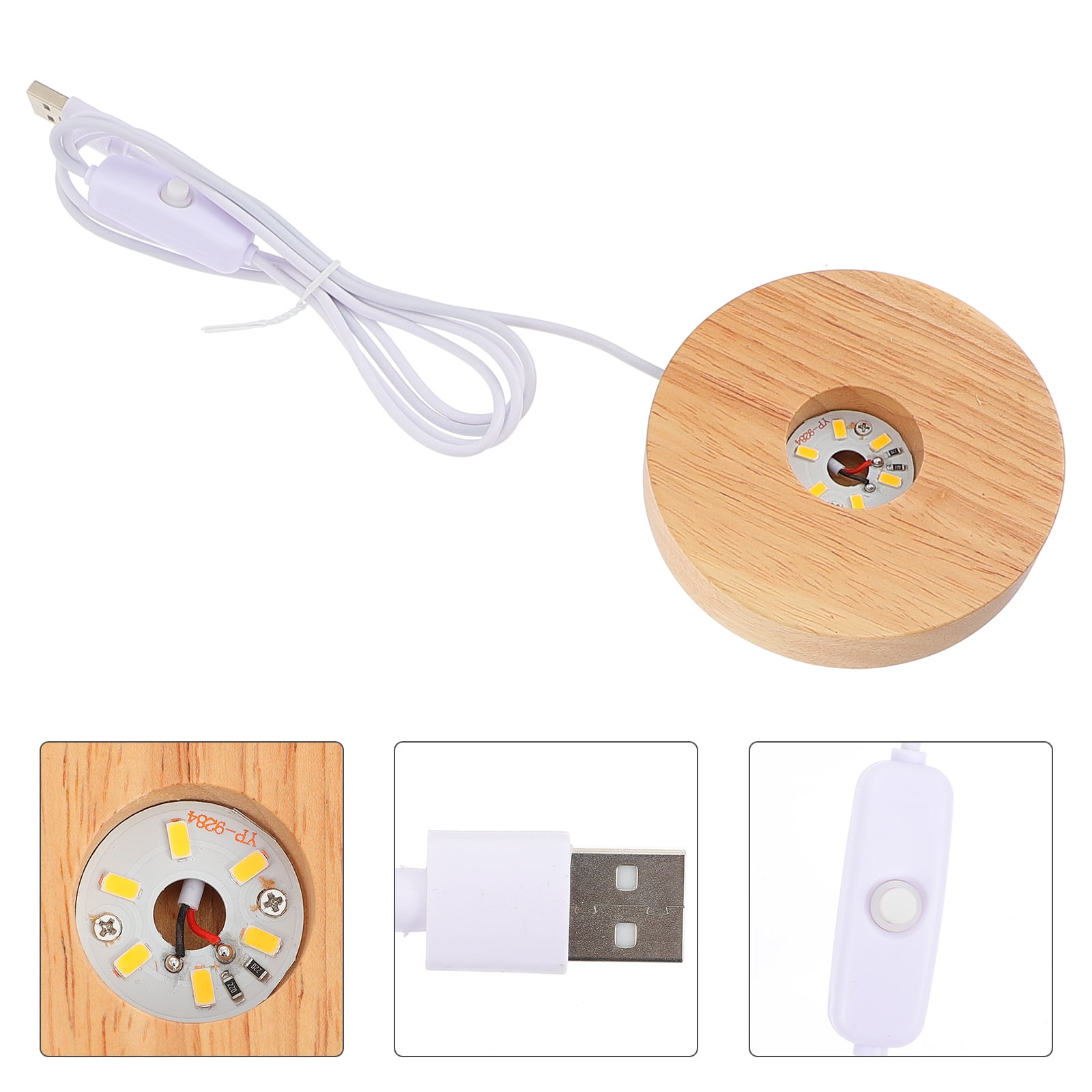 Zcyifa LED Display Base 2pcs Wood LED Light Display Base Wooden LED ...