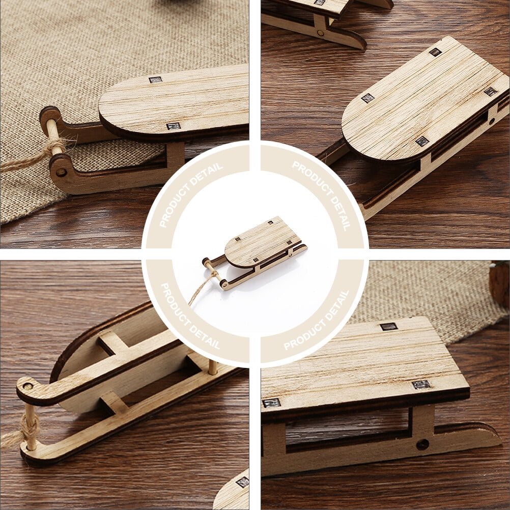 FRCOLOR Mini Sleighs Kit with Wooden Design for Christmas Decoration ...