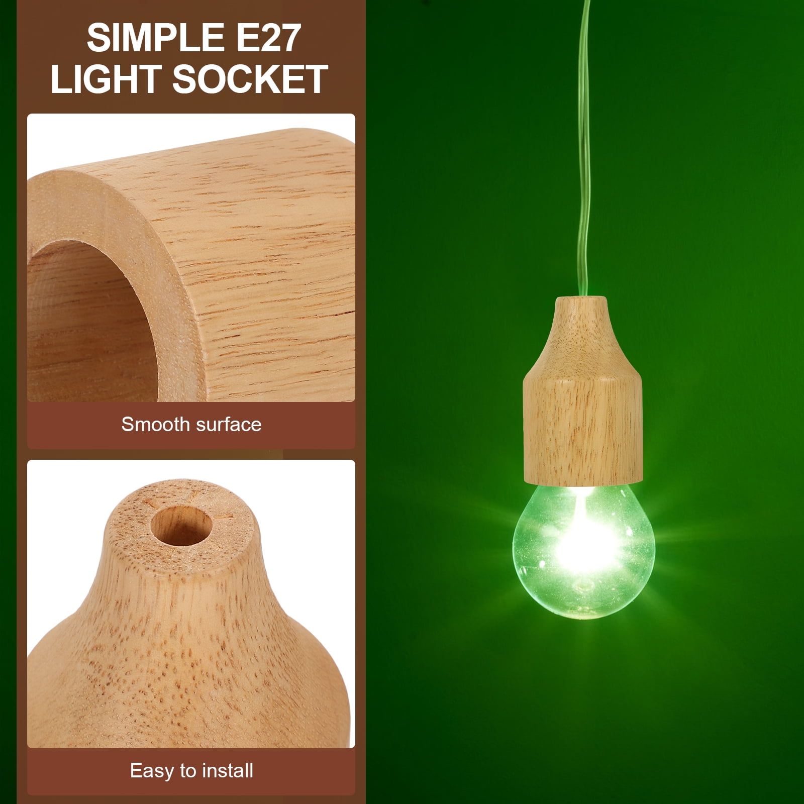 Zcyifa Pendant Light Lamp Holder Wooden Lamp Socket Replacement Bulb ...