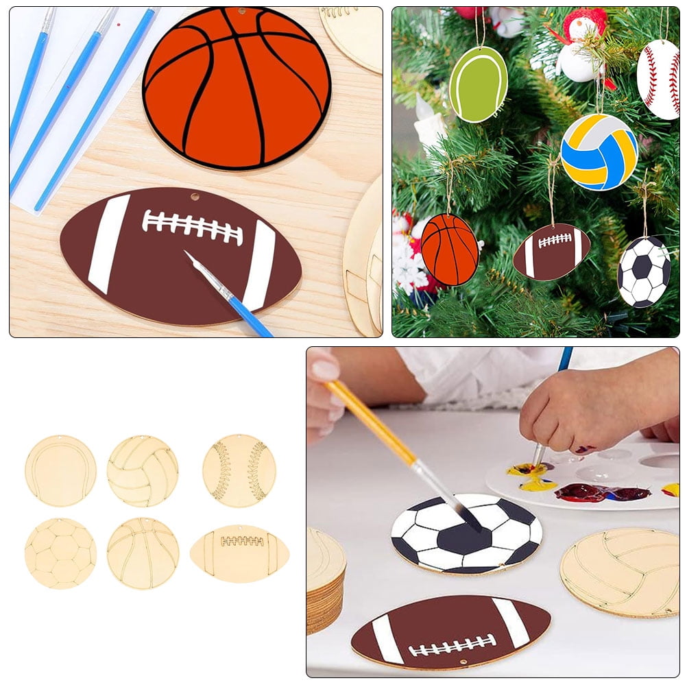 Zcyifa Wood Cutouts 42PCS Sports Ball Wooden Cutouts Sports Theme ...