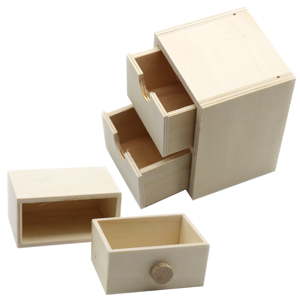 Zcyifa Wooden Small Drawer 2pcs Wooden Small Drawers Unpainted Blank ...
