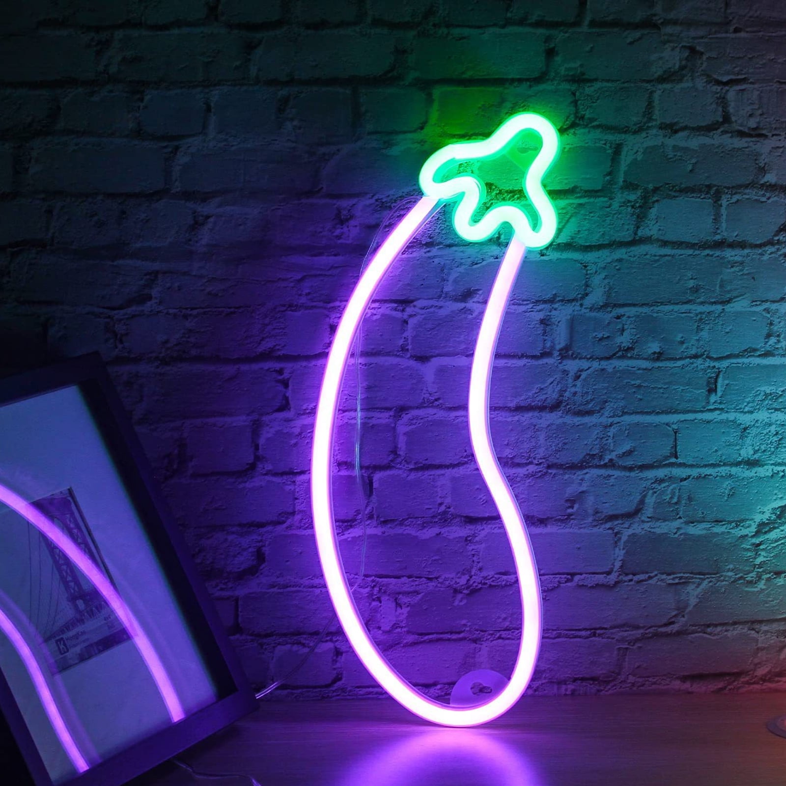 Zcyifa neon sign Neon Sign Eggplant Shape Led Sign Aesthetic Room Decor ...