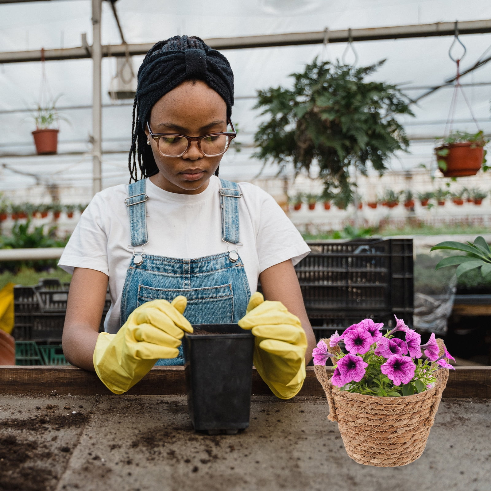 Zcyifa woven flower basket Woven Planter Basket Natural Handwoven Plant ...
