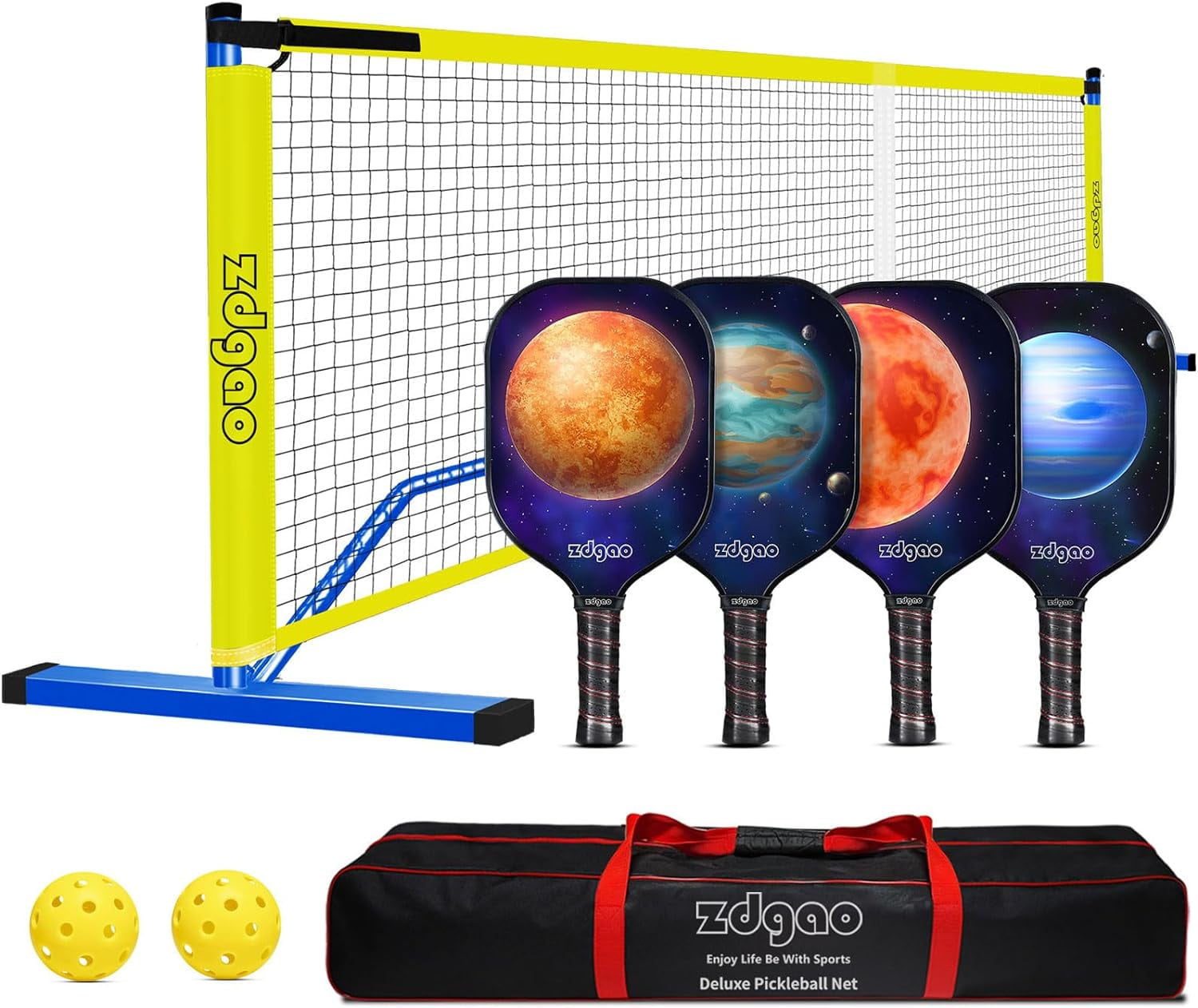 Zdgao Pickleball Set with Net and Paddles for Driveway Backyard, 22 FT ...