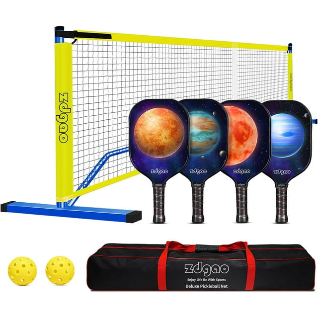 Zdgao Pickleball Set with Net and Paddles for Driveway Backyard, 22 FT ...