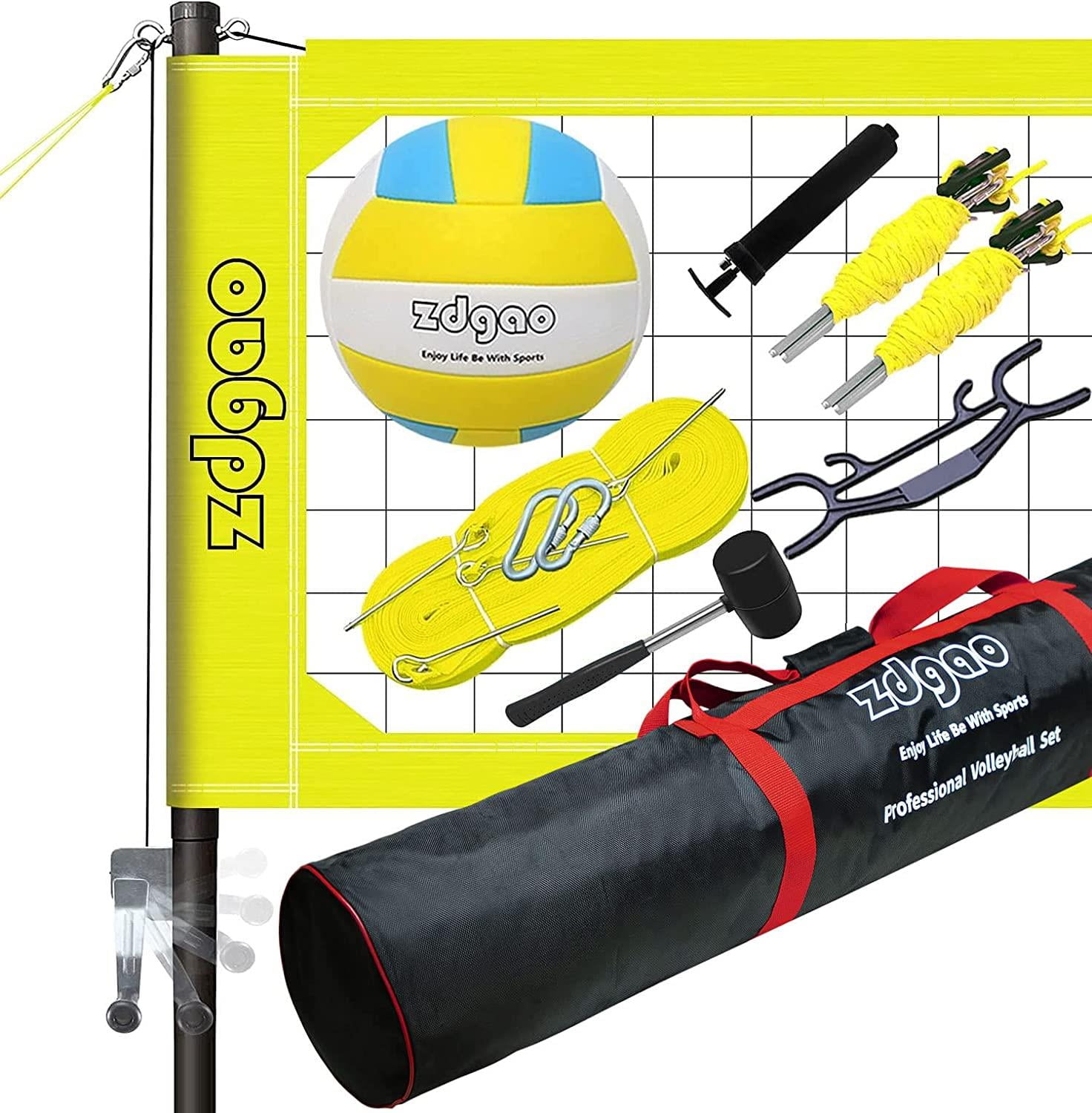 Zdgao Professional Volleyball Set with Winch System for Backyard, Lawn ...