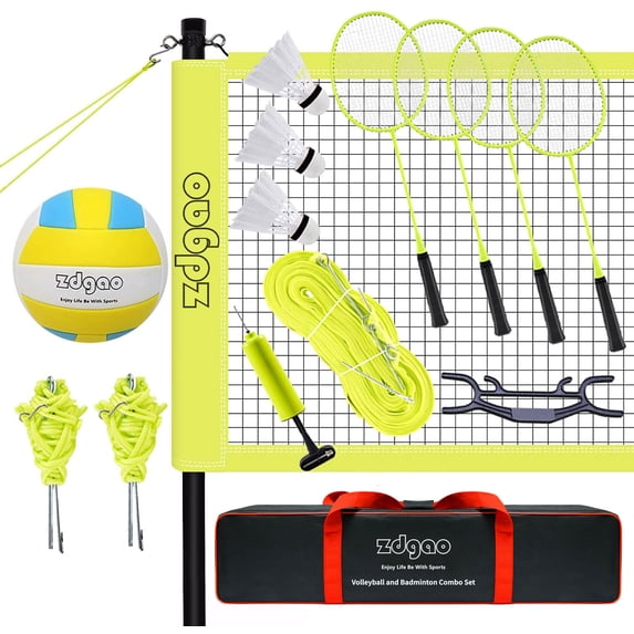 Zdgao Outdoor Combo Set: Volleyball & Badminton with Rackets, Balls for ...
