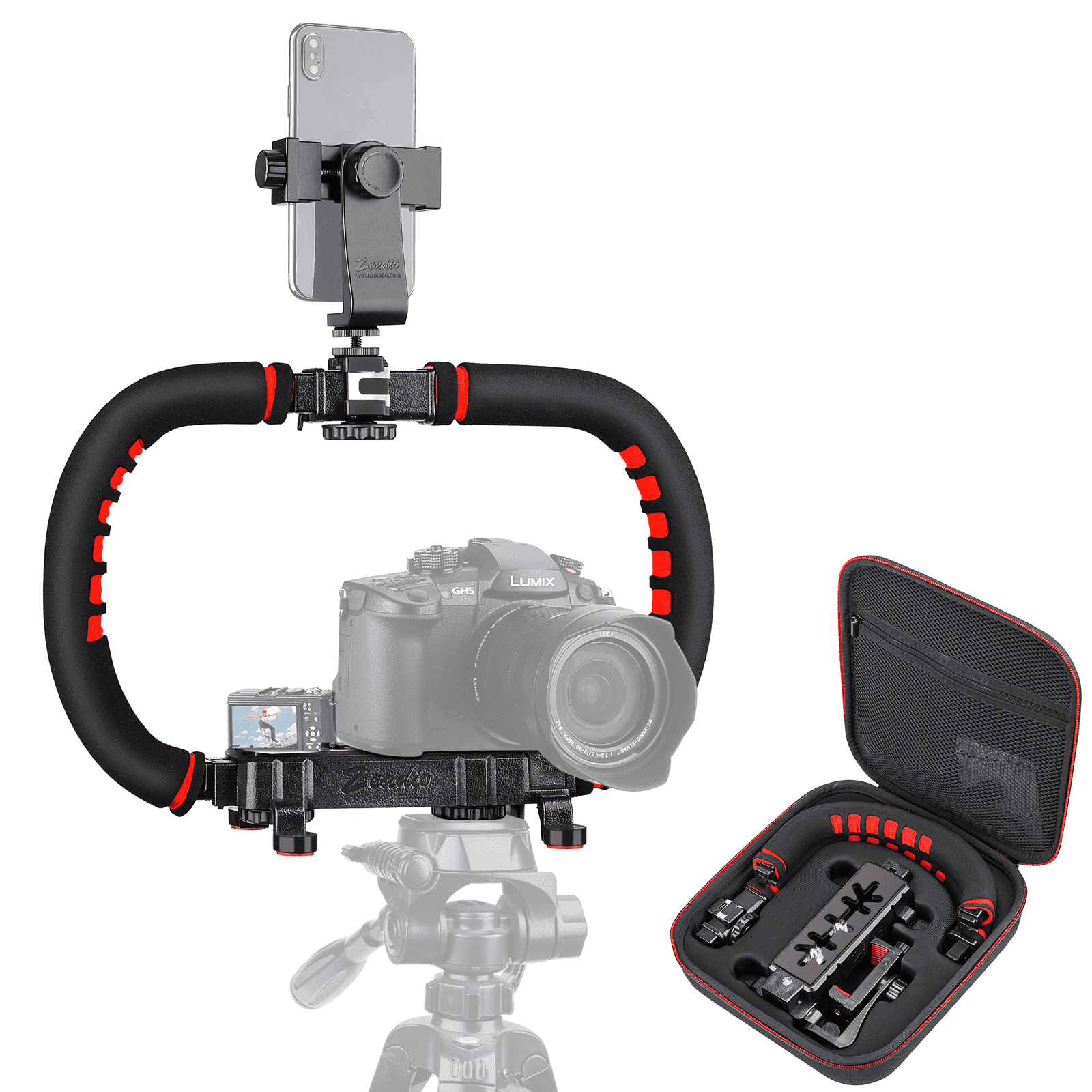 Zeadio Camera Smartphone Stabilizer, Foldable Handle Grip Handheld ...