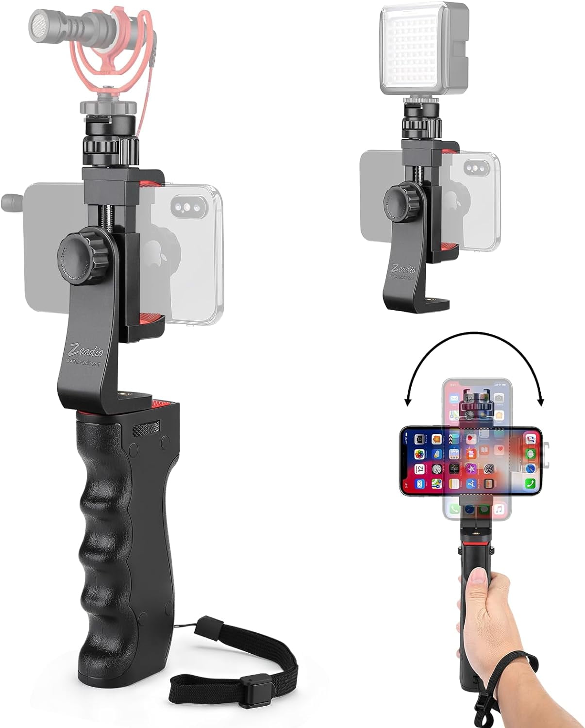 Zeadio Smartphone Stabilizer, Vlogging Hand Grip Video Holder Rig ...