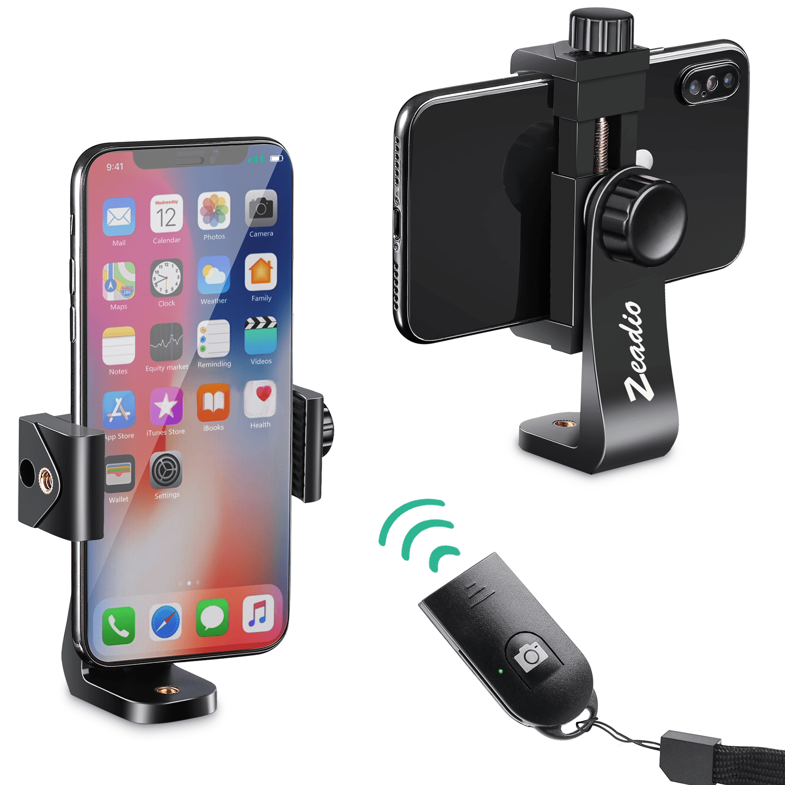 Zeadio Tripod Smartphone Mount, Cell Phone Holder Adapter Clamp with ...