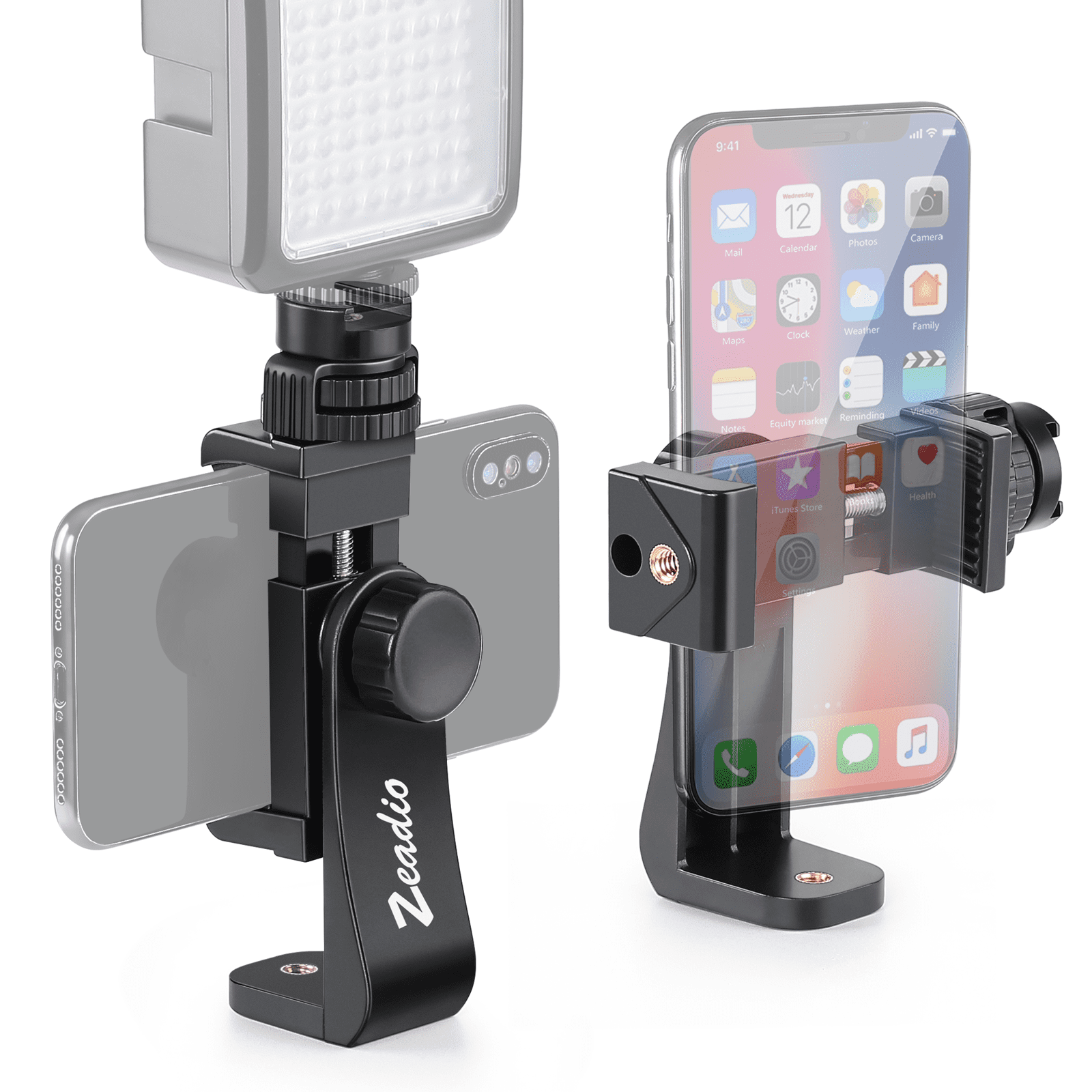 Zeadio Tripod Smartphone Mount, Cell Phone Holder Adapter Clamp with ...