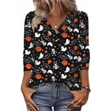 Zeagoo Long Sleeve Tops Women Printed Dressy Casual V Neck T-shirts ...