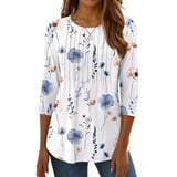 Zeagoo Women Blouses 3/4 Length Sleeve Loose Shirts Cute Spring Summer ...