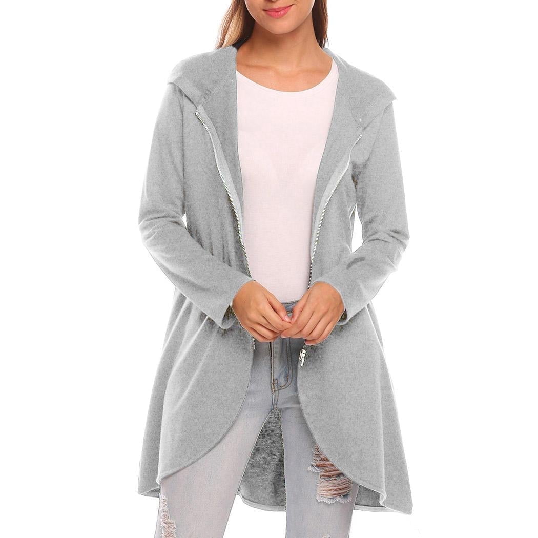 Zeagoo Women's Zip Up Long Hoodies Oversized Fleece Long Sleeve ...