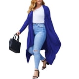 Zeagoo Women's Plus Size Cardigan Long Sleeve Duster Open Front Drape ...