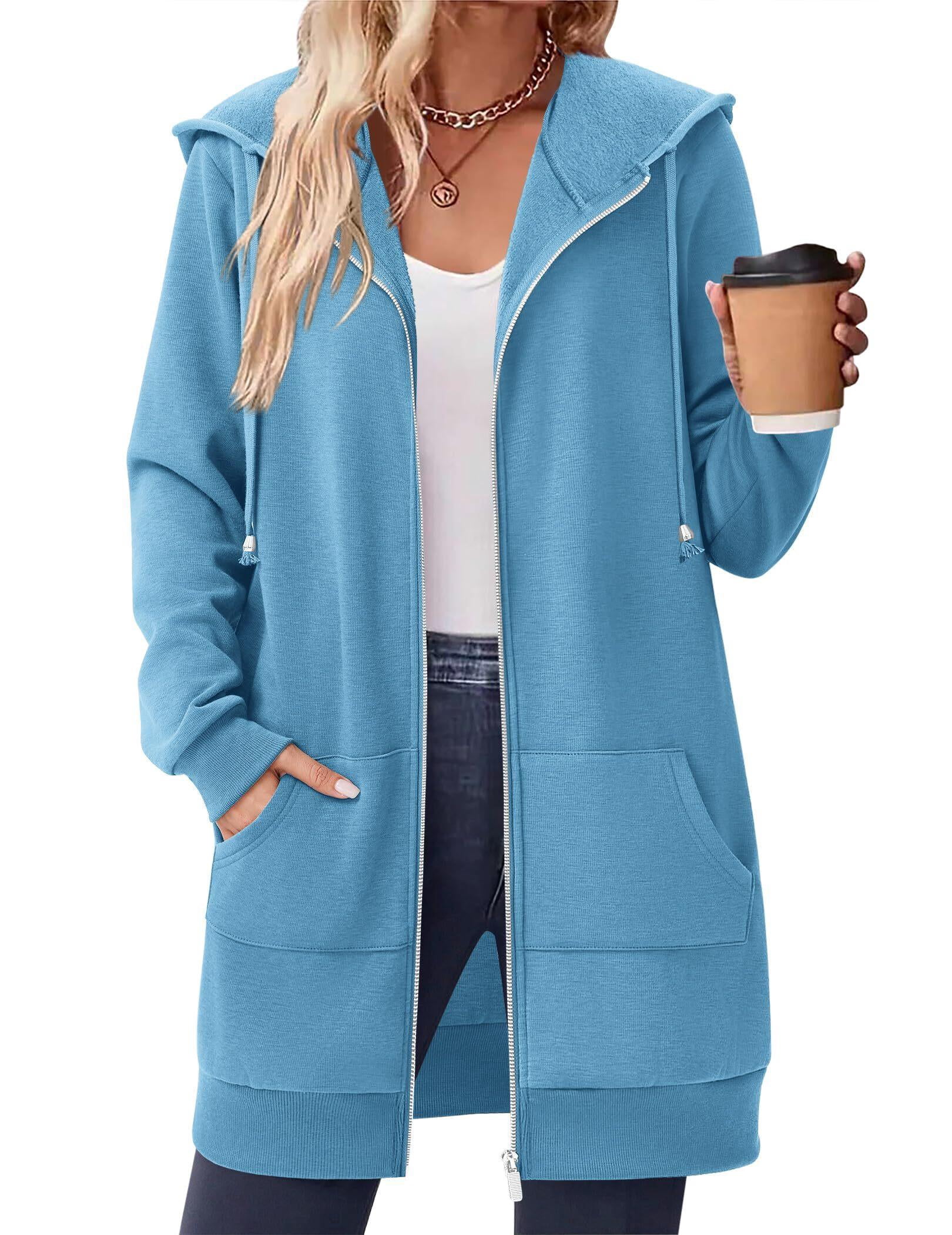 Zeagoo Women's Zip Up Hoodies Long Fleece Tunic Sweatshirts Casual ...