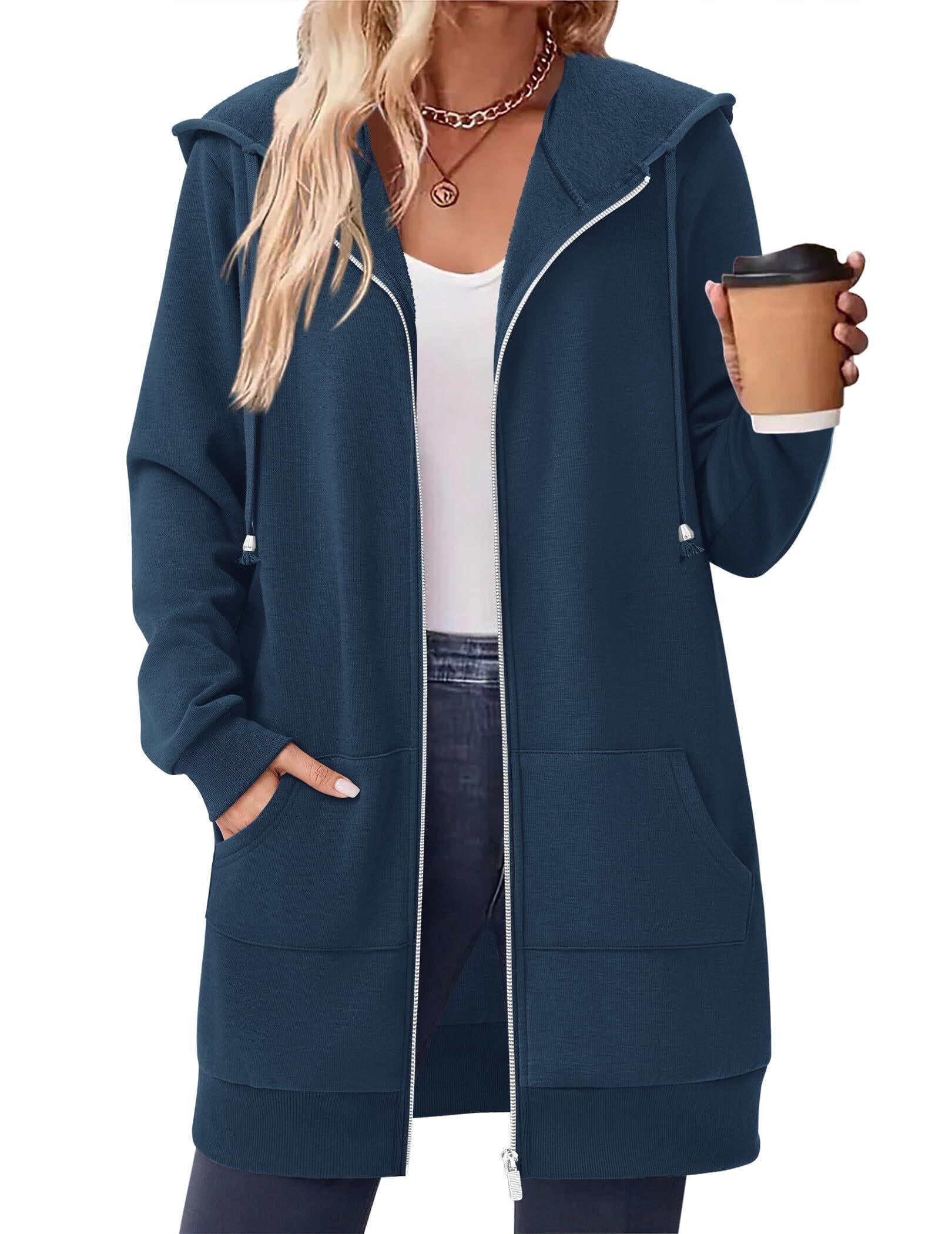 Zeagoo Women's Zip Up Hoodies Long Fleece Tunic Sweatshirts Casual ...