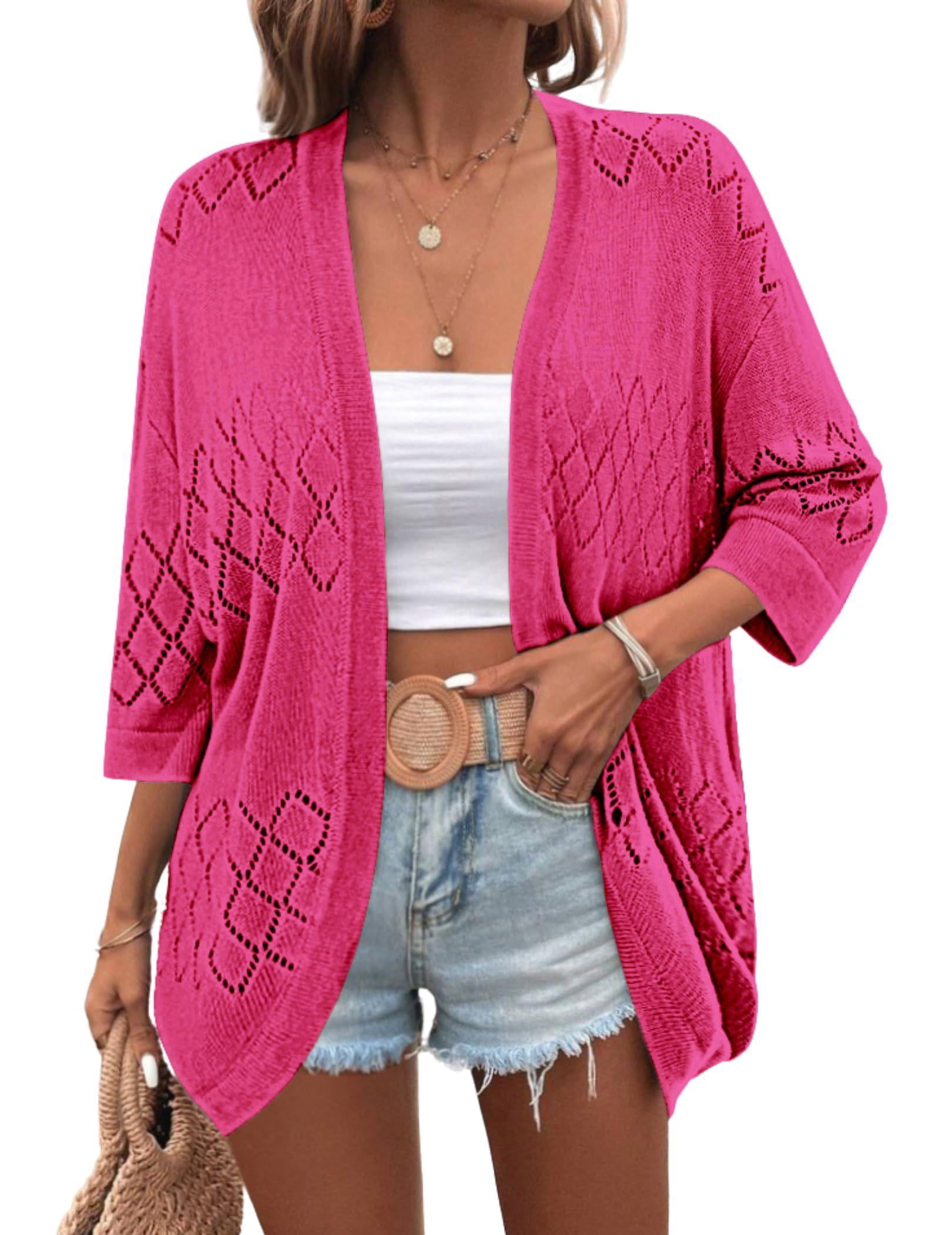 Zeagoo Womens 2025 Lightweight Crochet Cardigan Sweaters Open Front 3/4 ...