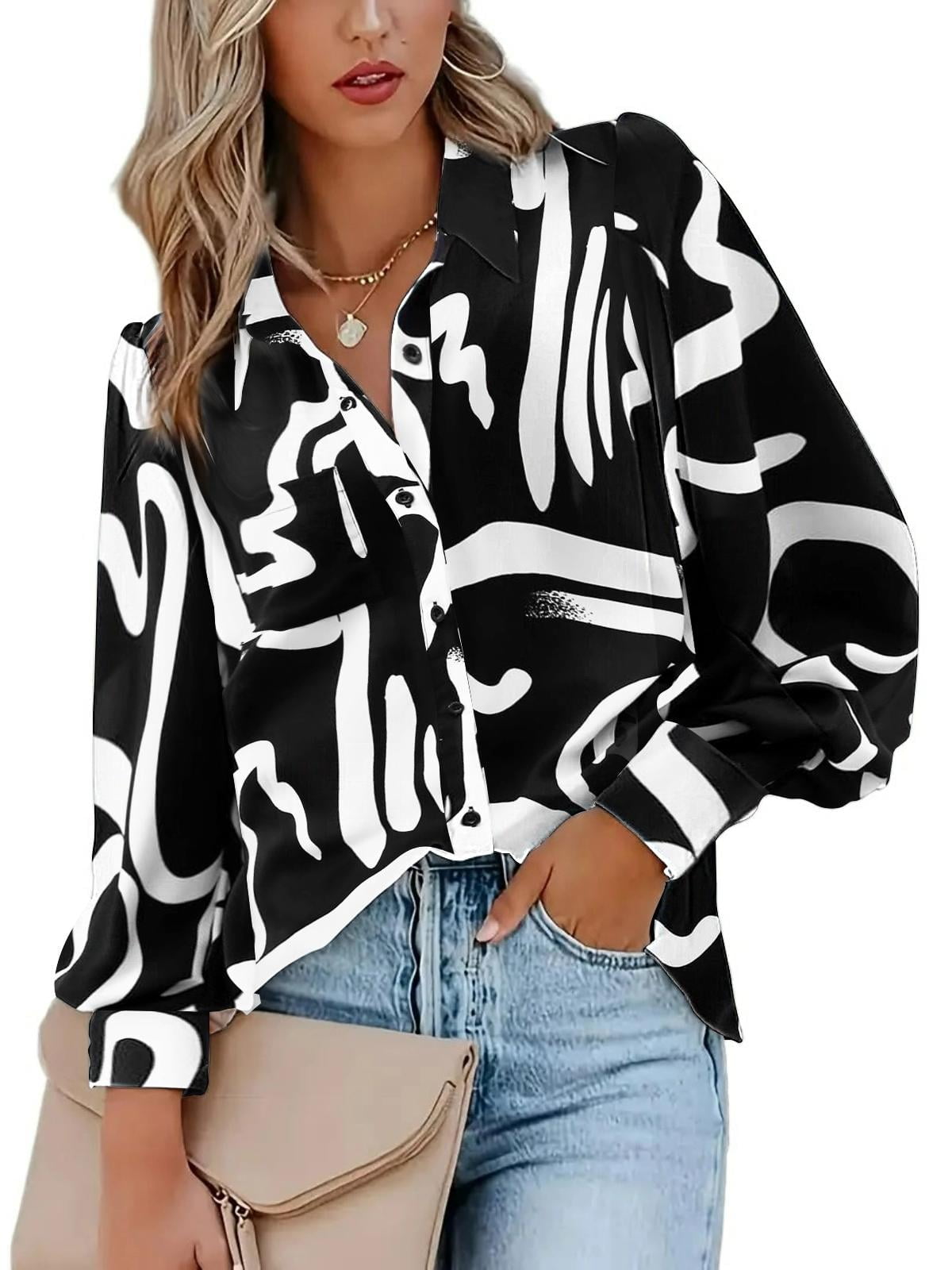 Zeagoo Womens Blouses Dressy Casual Spring Stripe Long Sleeve Shirts ...
