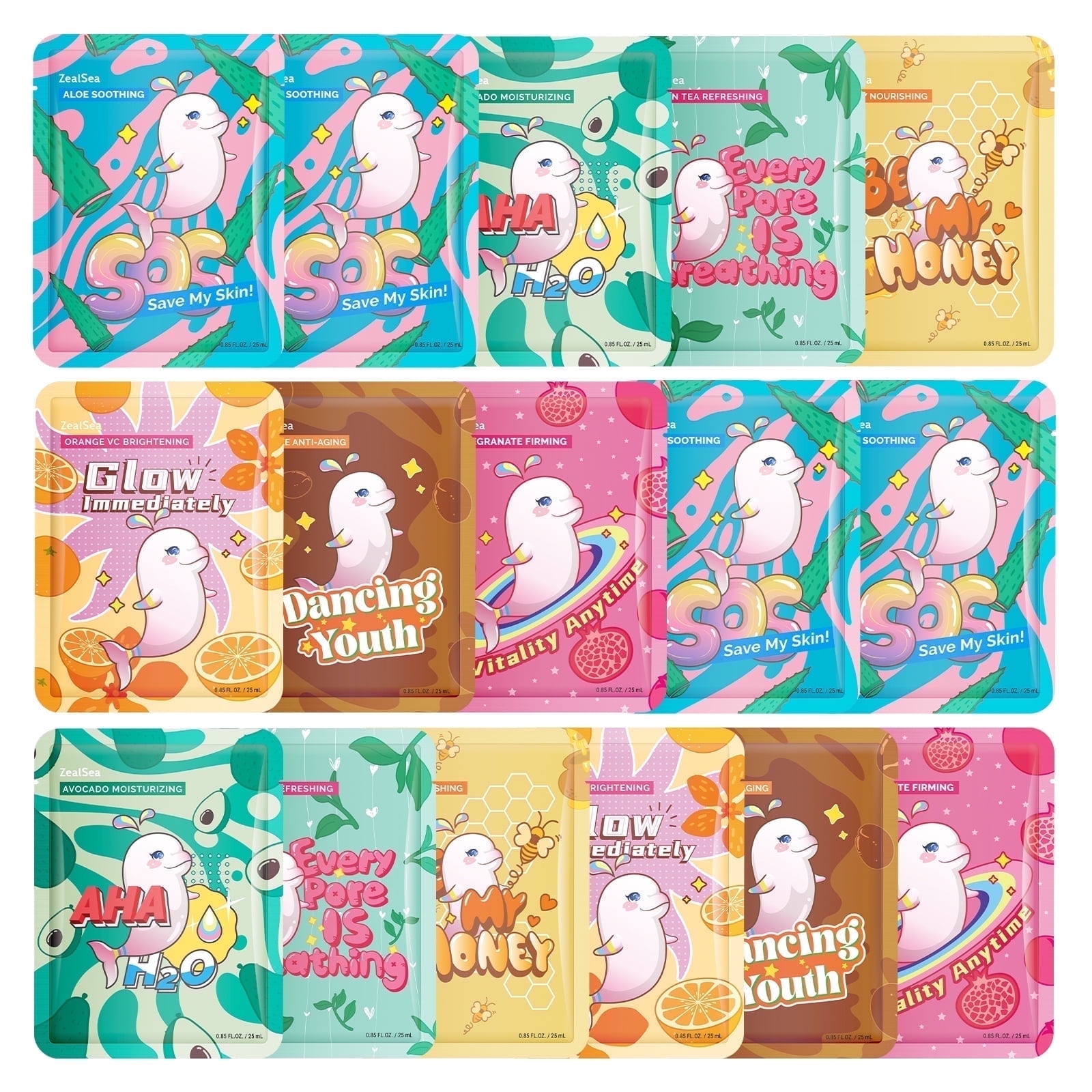 ZealSea 16 Pack Face Masks Beauty Sheet Mask for Kids Skin Care Facial ...