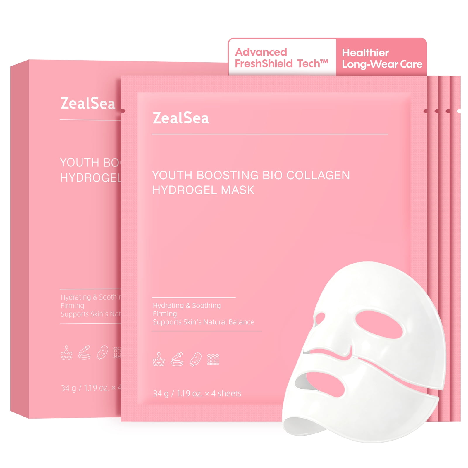 ZealSea Bio Collagen Wrapping Hydrogel Face Mask, Deep Hydrating Face ...