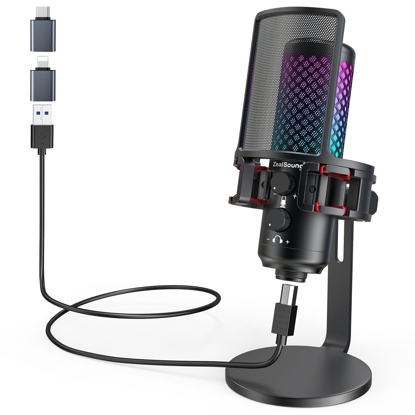 ZealSound Gaming USB Microphone for iPhone Phone PC, All Metal ...