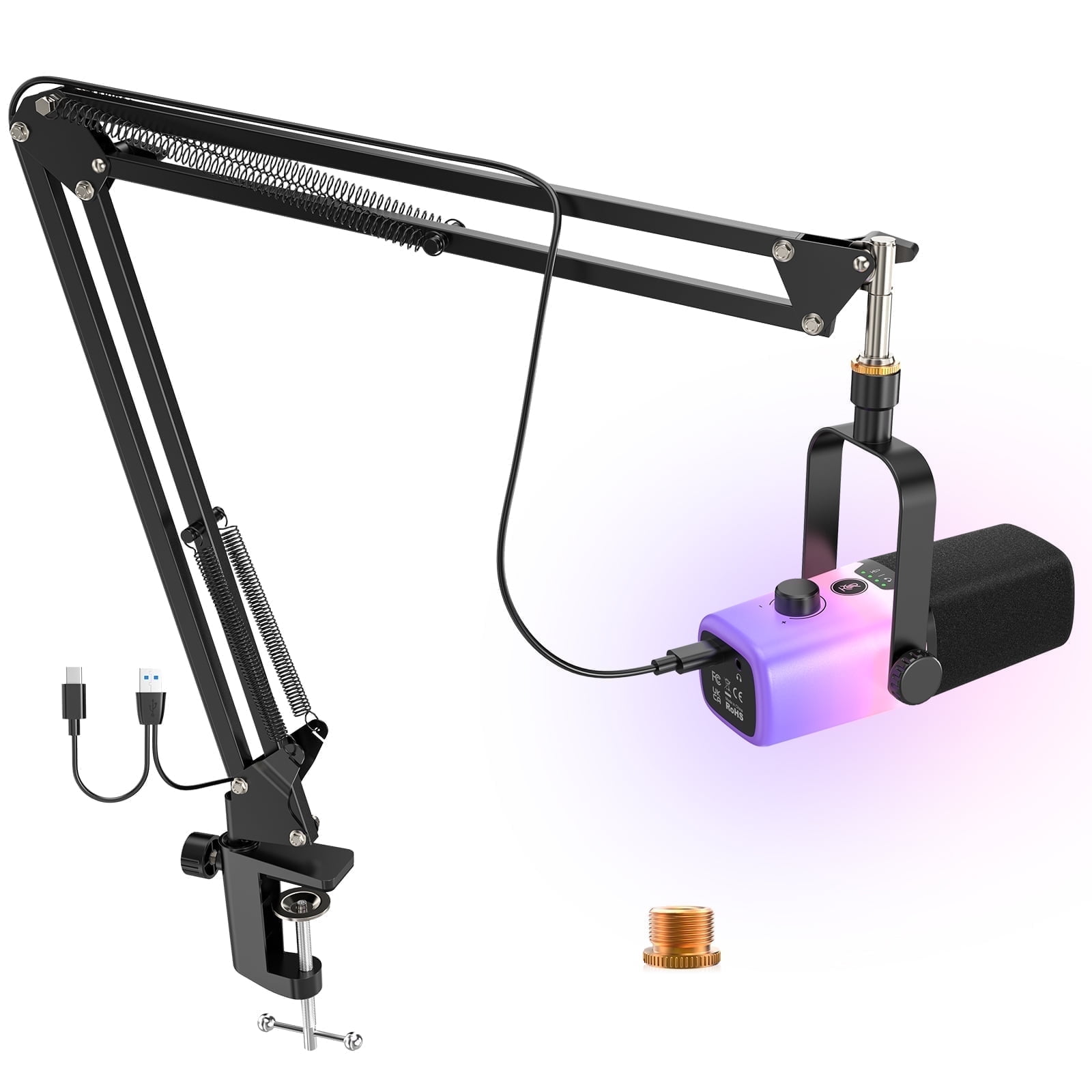 ZealSound USB Gaming Microphone,PC Microphone for phone tablet with RGB ...