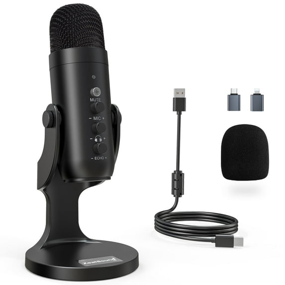 ZealSound USB Microphone Condenser PC Mic for Gaming Streaming Podcasts ...