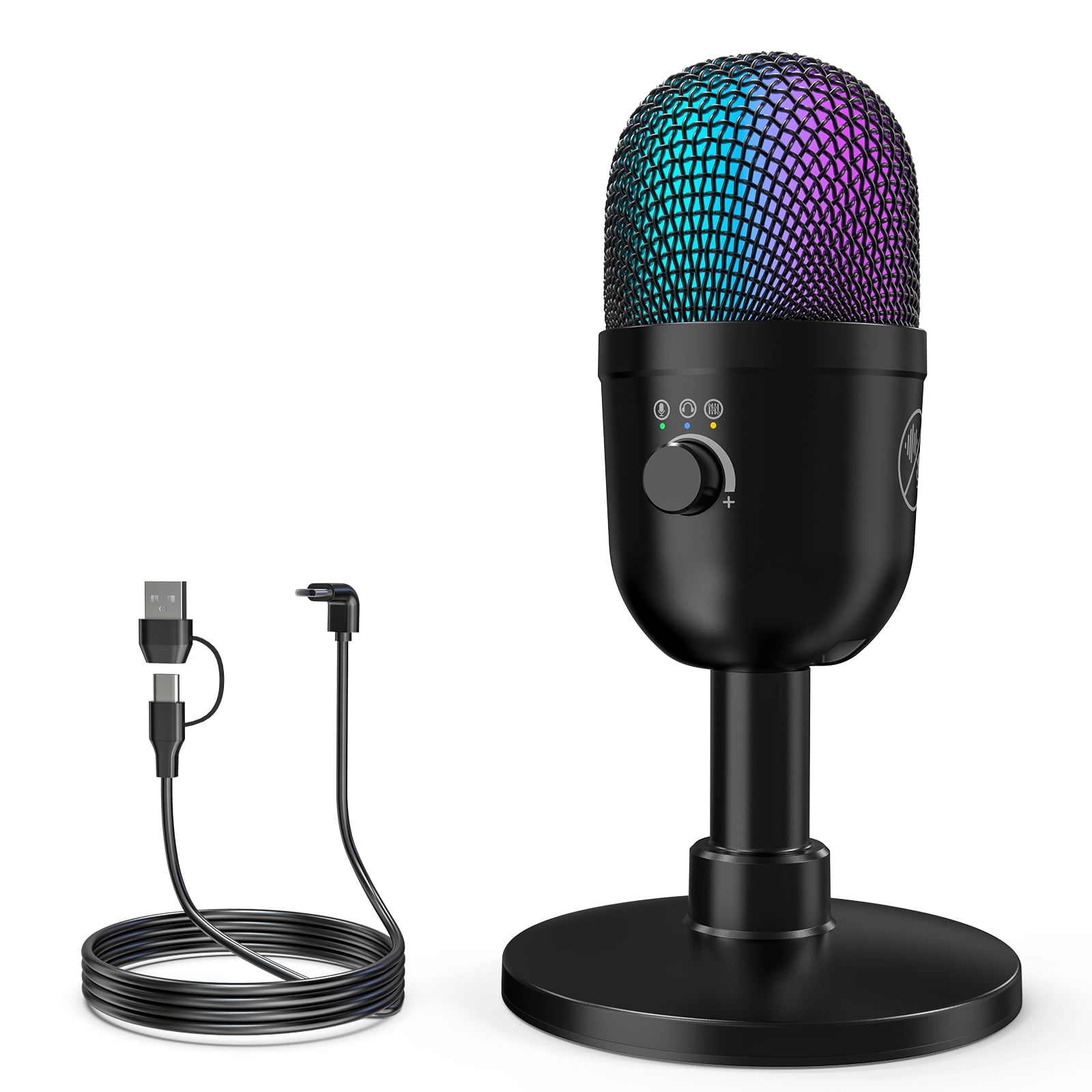 Zealsound Gaming Condenser Microphone with RGB Lights, Studio USB Mic ...