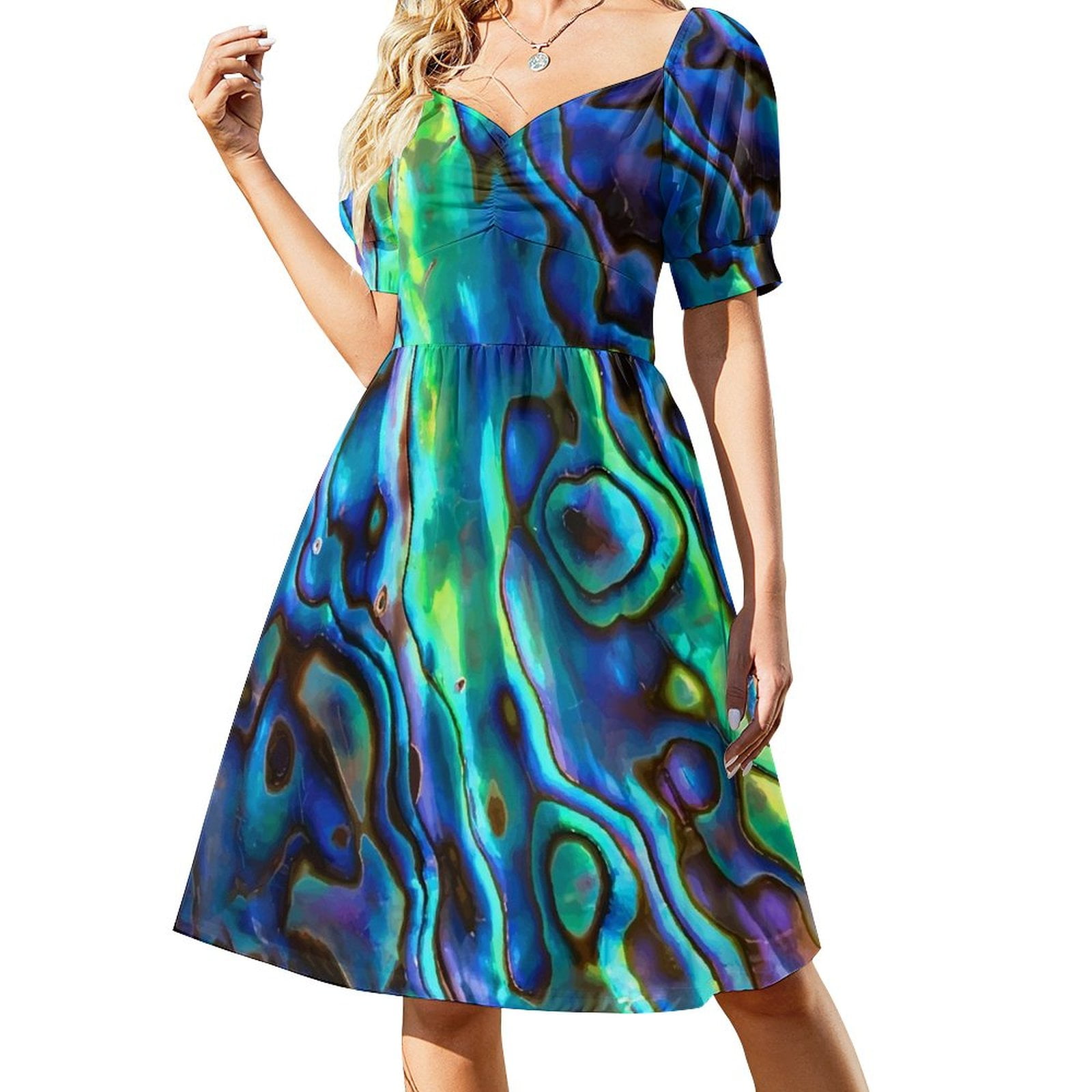 Zealand Paua Shell - Kiwi Design Kiwiana Maori Sleeveless Dress Party ...