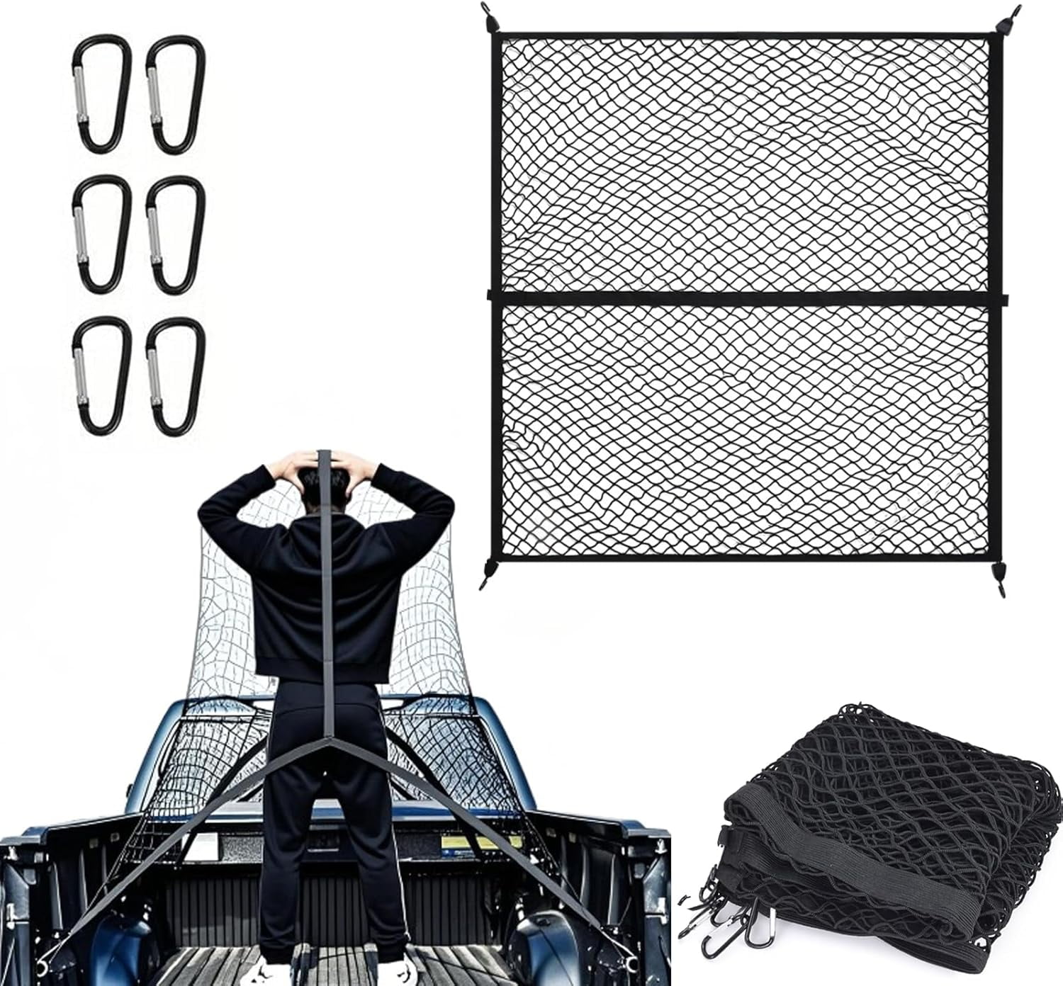 Zealburst Highly Elastic Cargo Net, Zeal Burst Cargo Net, Double Layer ...
