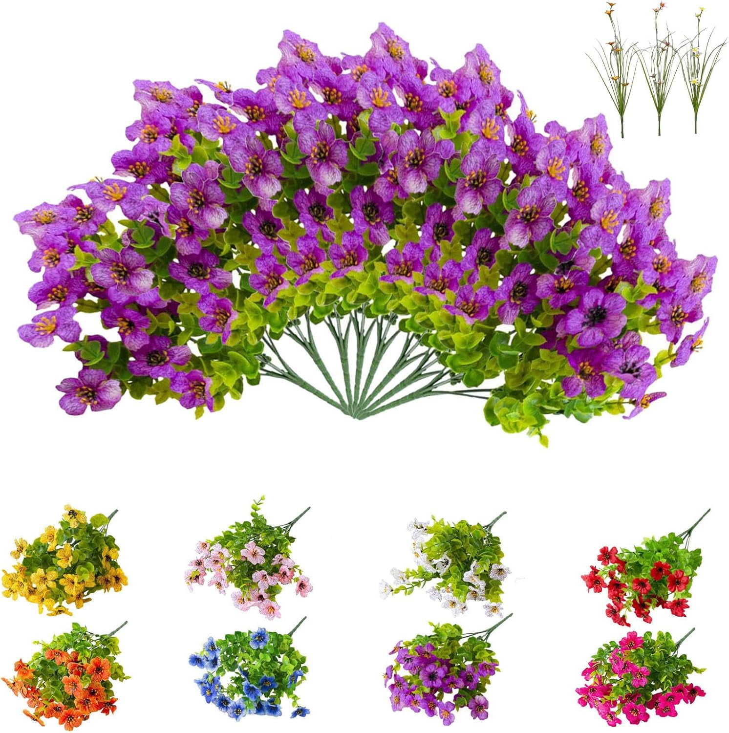 Zealburst Outdoor Artificial Flowers (1Pack 8 Bunchs) , No Odor, 2025 ...