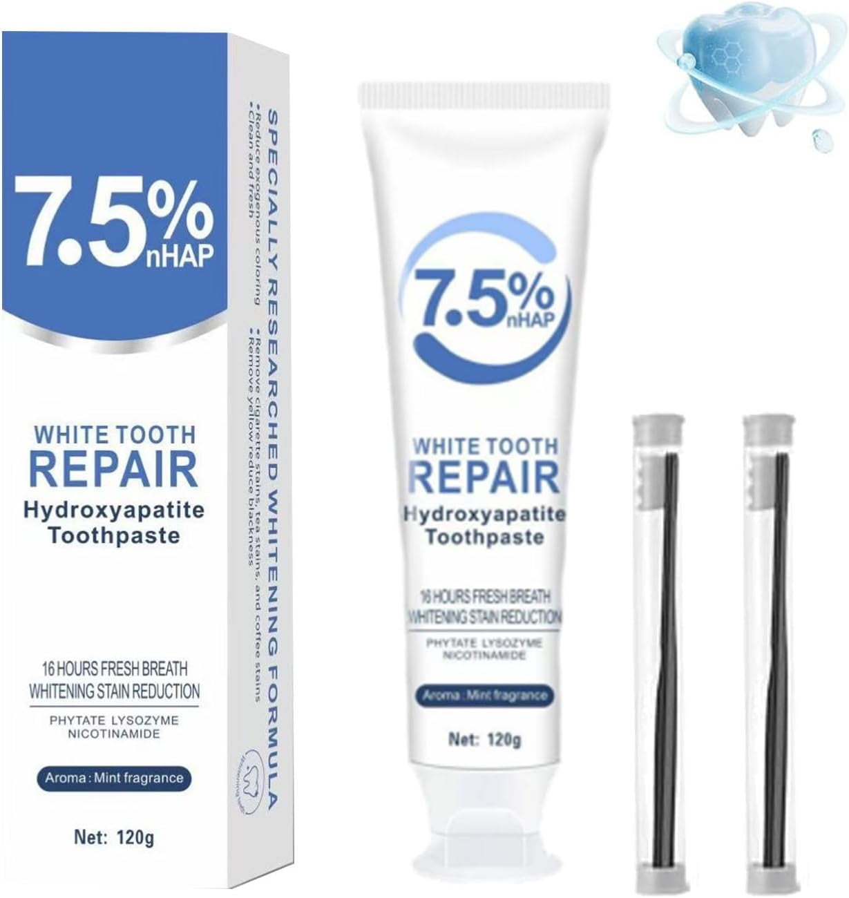 Zealburst Toothpaste, Zealburst Teeth Whitening, 7.5% Hydroxyapatite ...