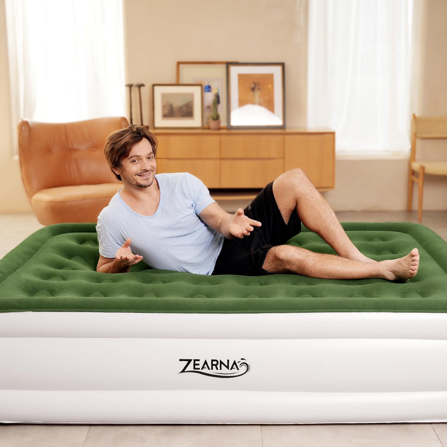 Zearna Comfort Plus Queen Size Airbed, Durable Inflatable 18" Air ...