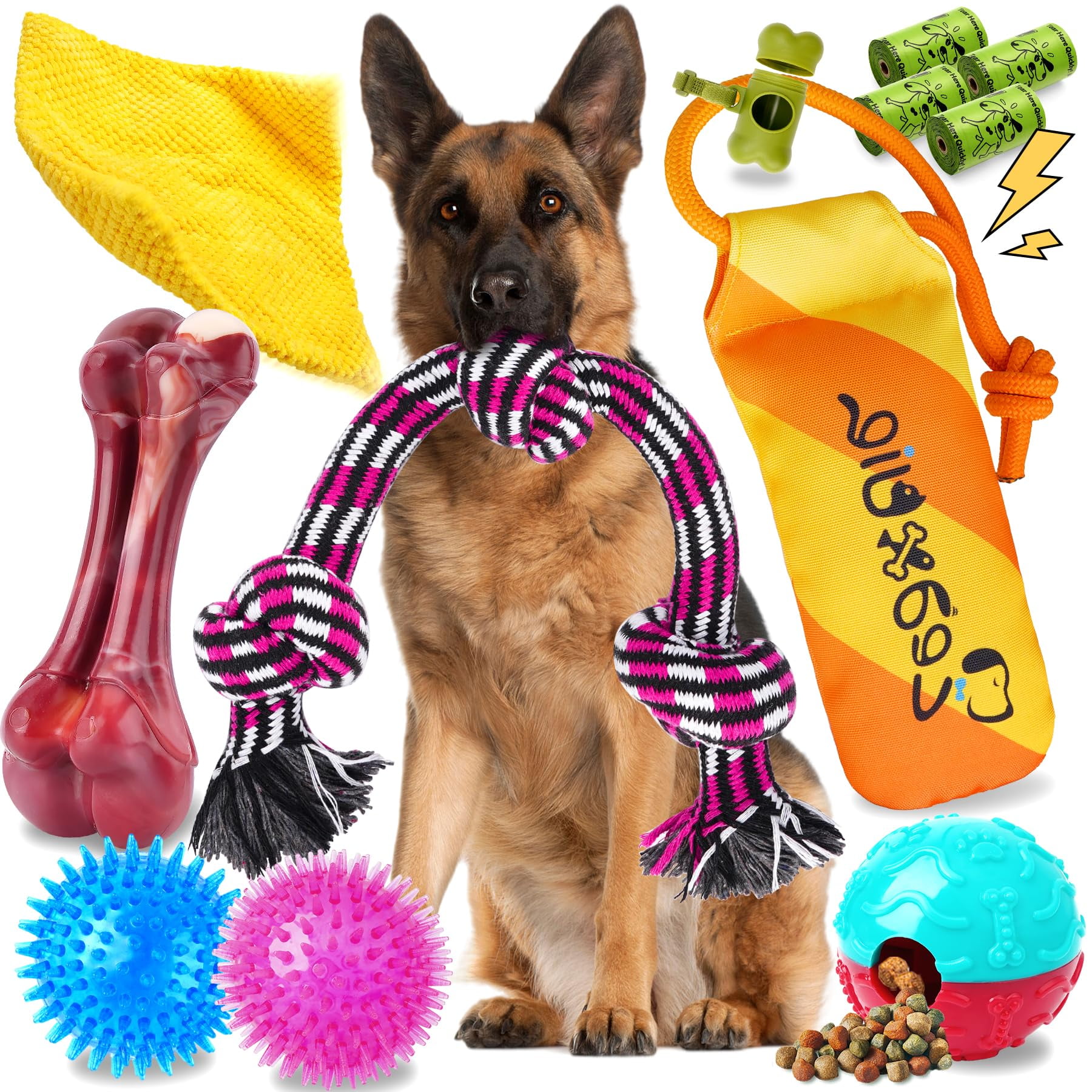 Zeaxuie 12 Pack Heavy Duty Various ATT1Dog Chew Toys Pack for ...