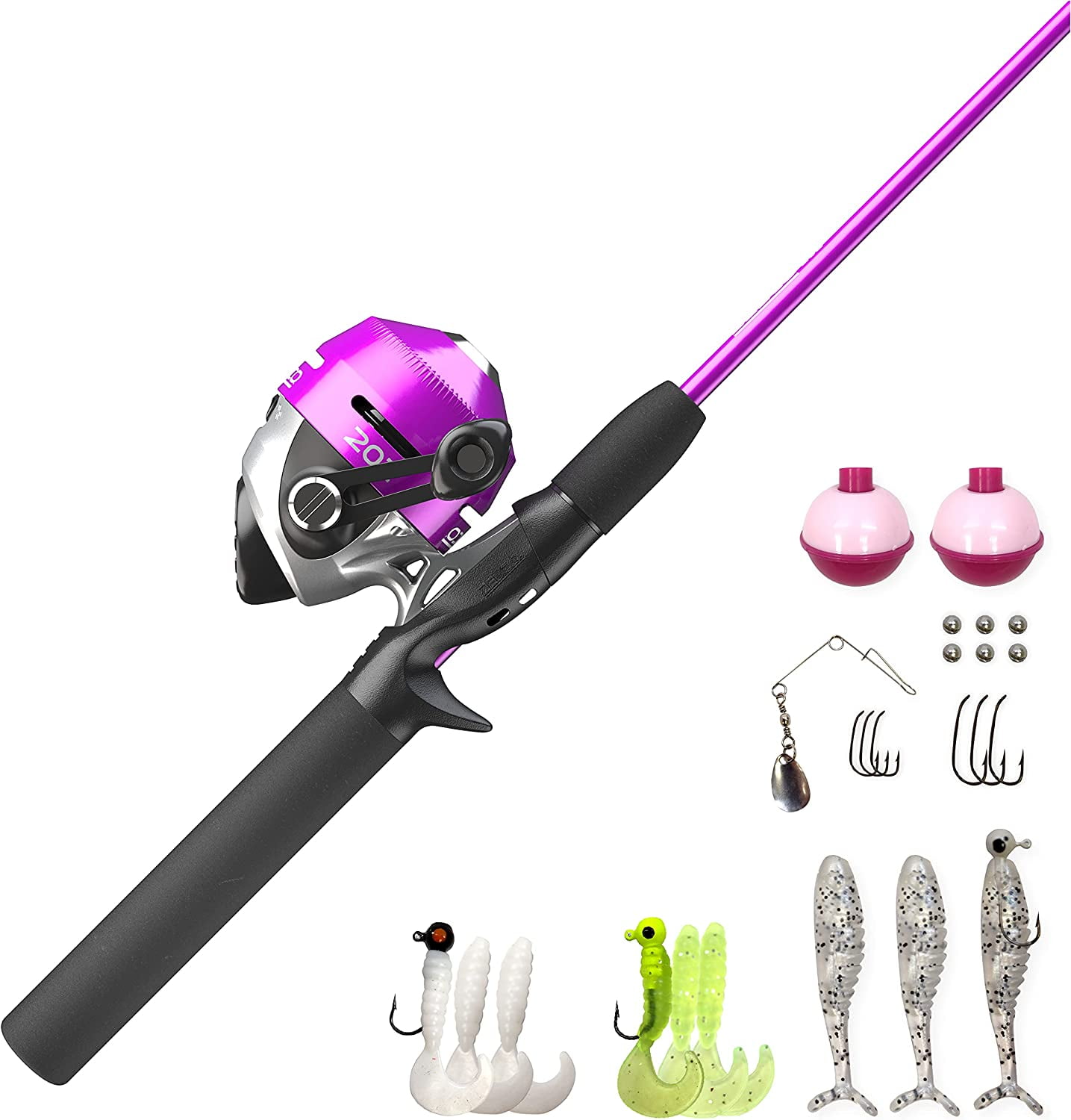 Zebco 202 Spincast Reel and Fishing Rod Combo, Tackle Included, Pink ...