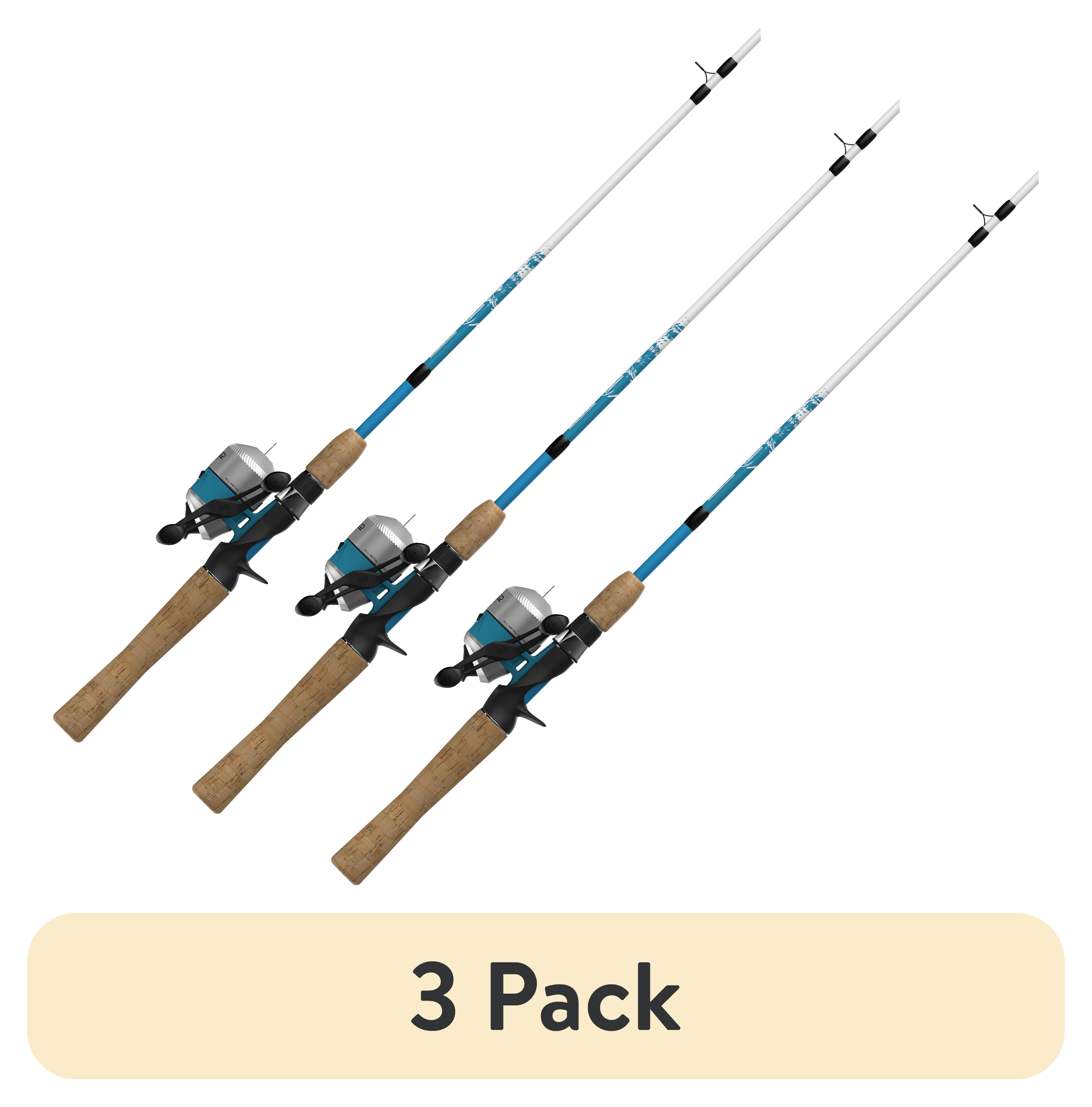 (3 pack) Zebco Fin Commander Spincast Reel and Fiberglass Fishing Rod ...