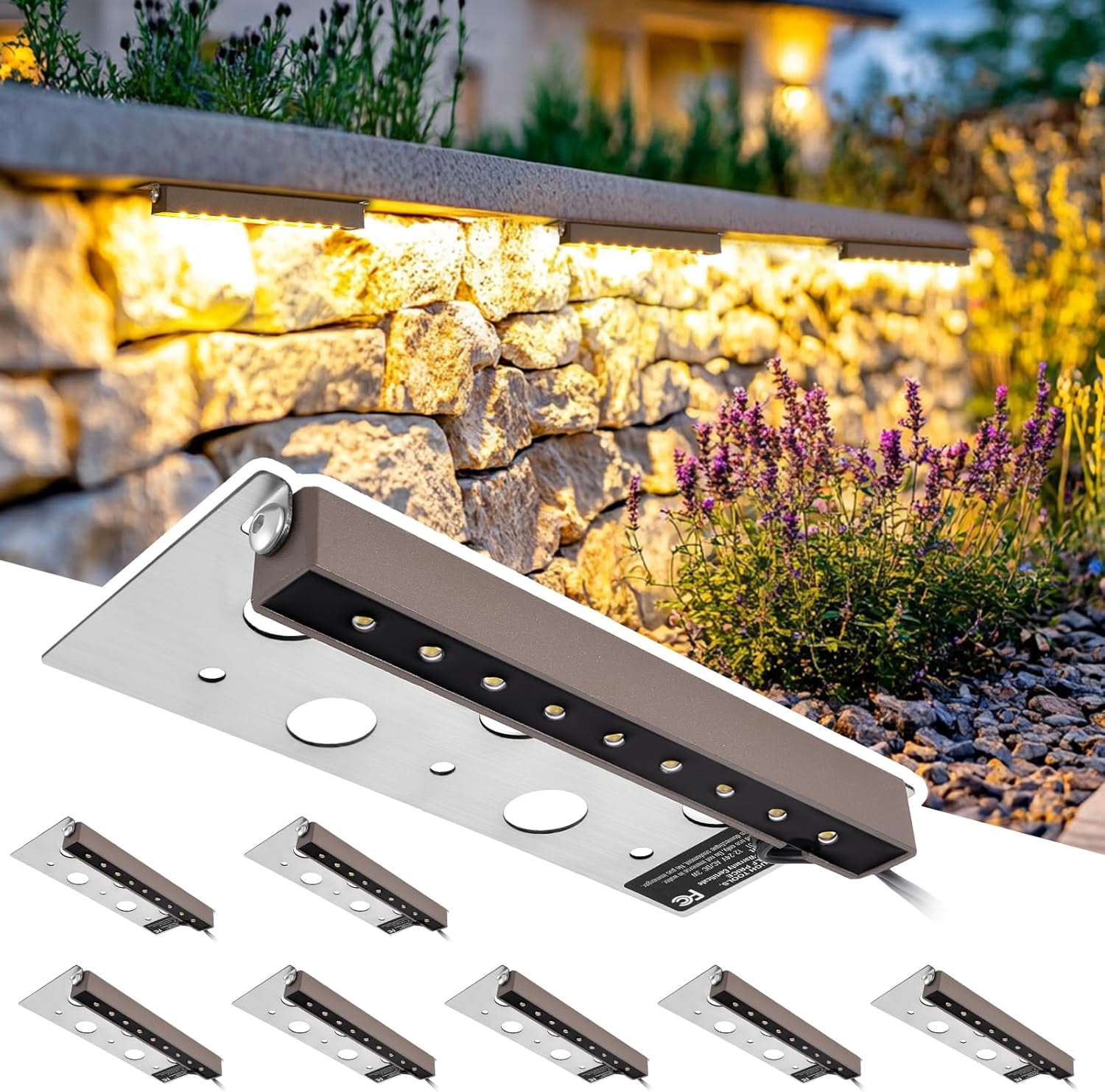 Zeben 7 Inch Retaining Wall Lights [8 Pack], 5W LED Hardscape Lighting ...