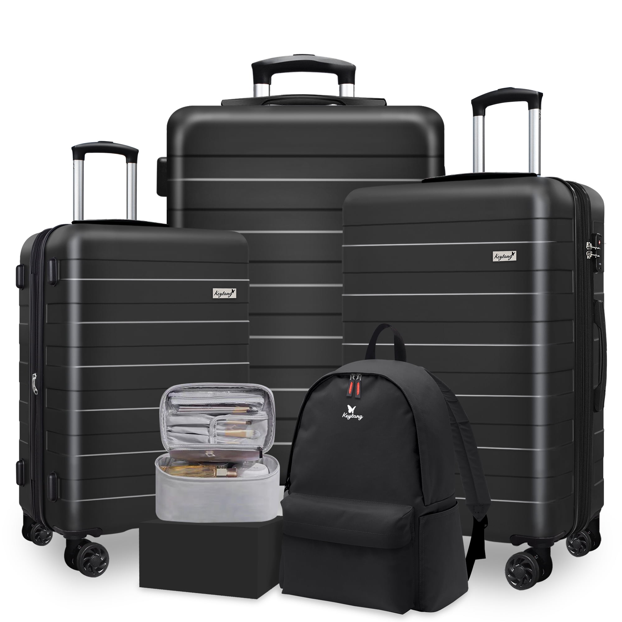 Zebra 5-Piece Hardside Luggage Set with TSA Lock, Bonus Backpack ...