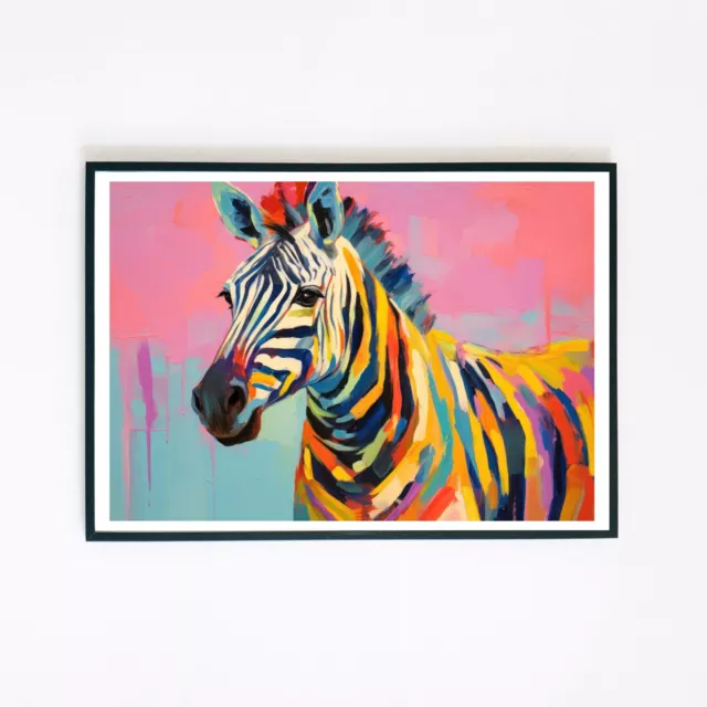 Zebra Abstract Colourful Painting Illustration 7X5 Retro Wall Decor Art ...