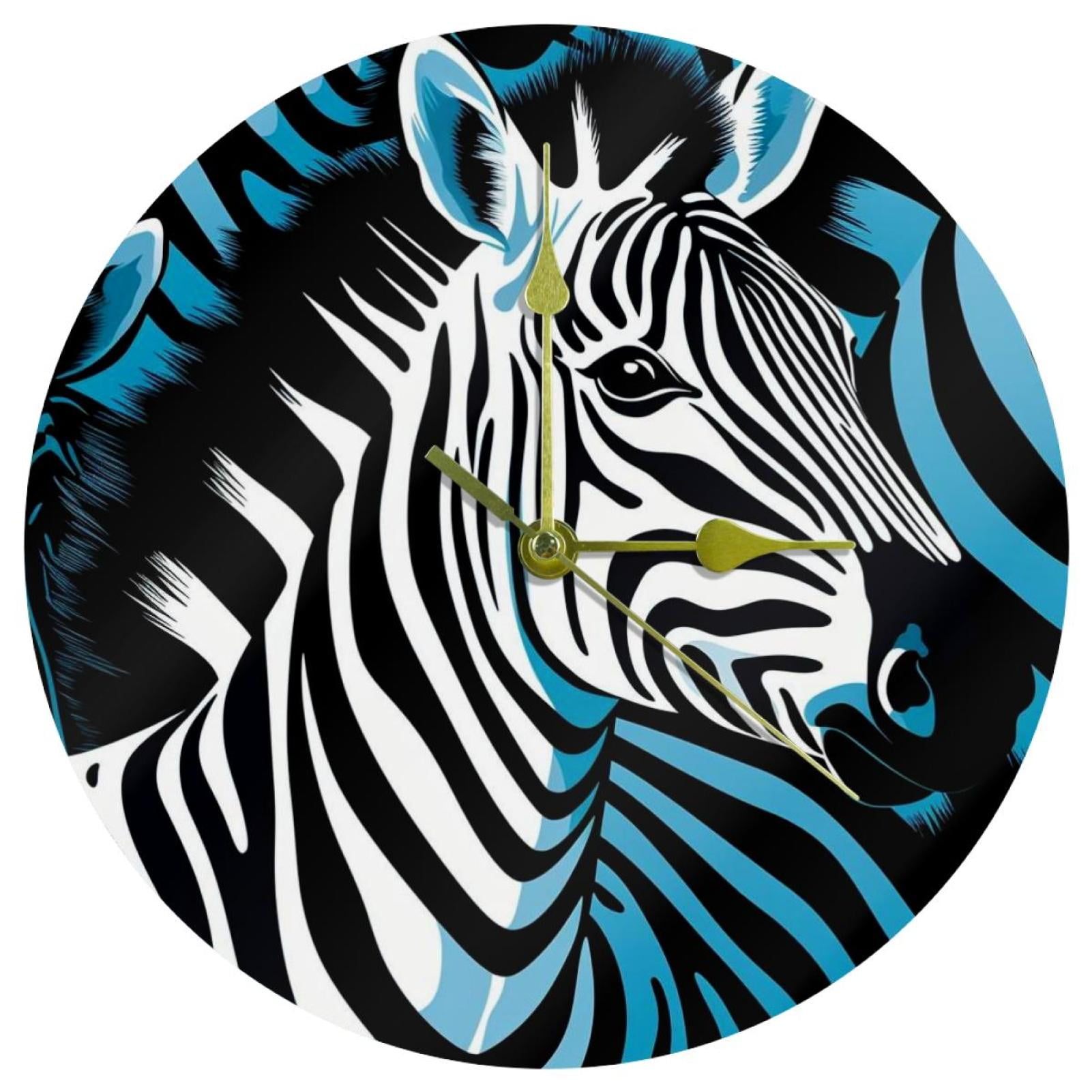 Zebra Acrylic Circular Wall Clock - Elegant Timepiece for Home Decor ...