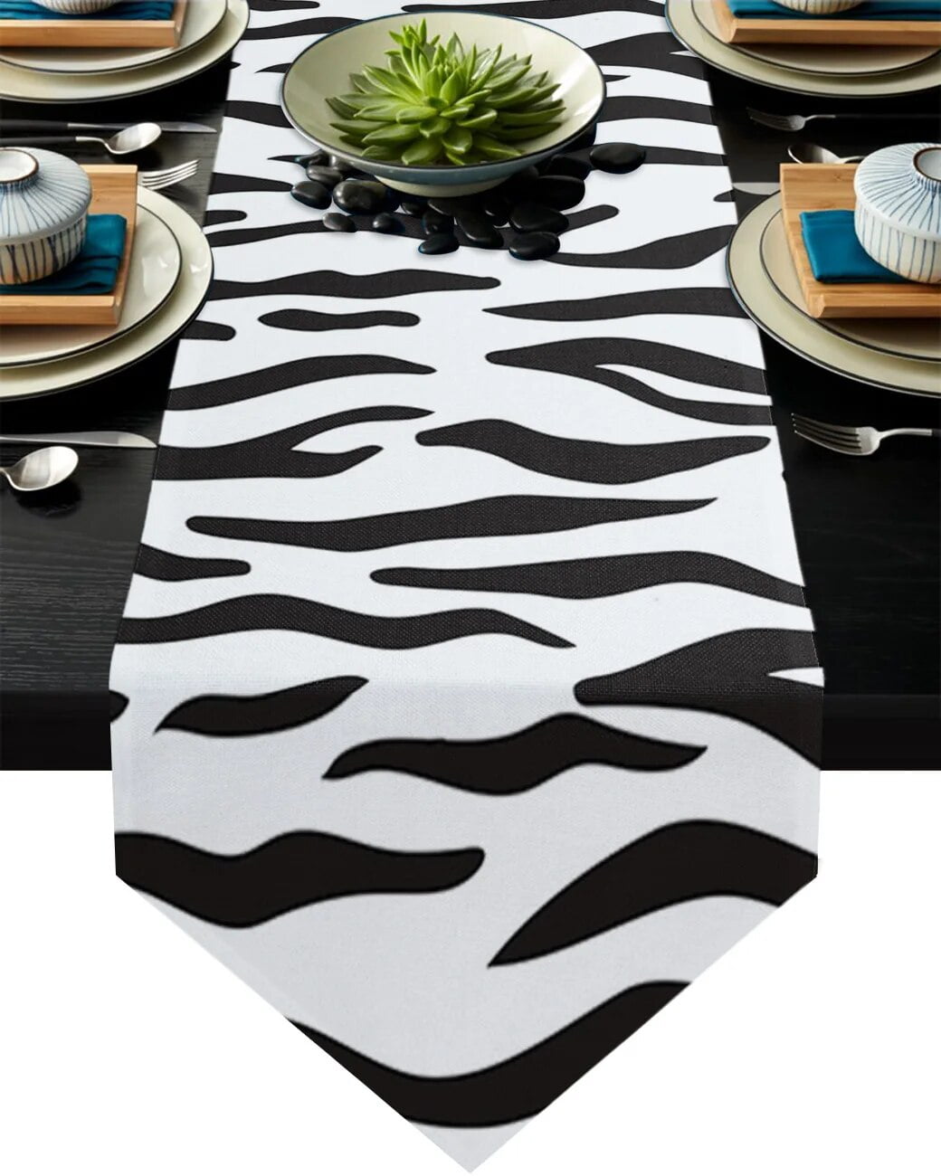Zebra Animal Abstract Black White Stripes Table Runner Christmas ...