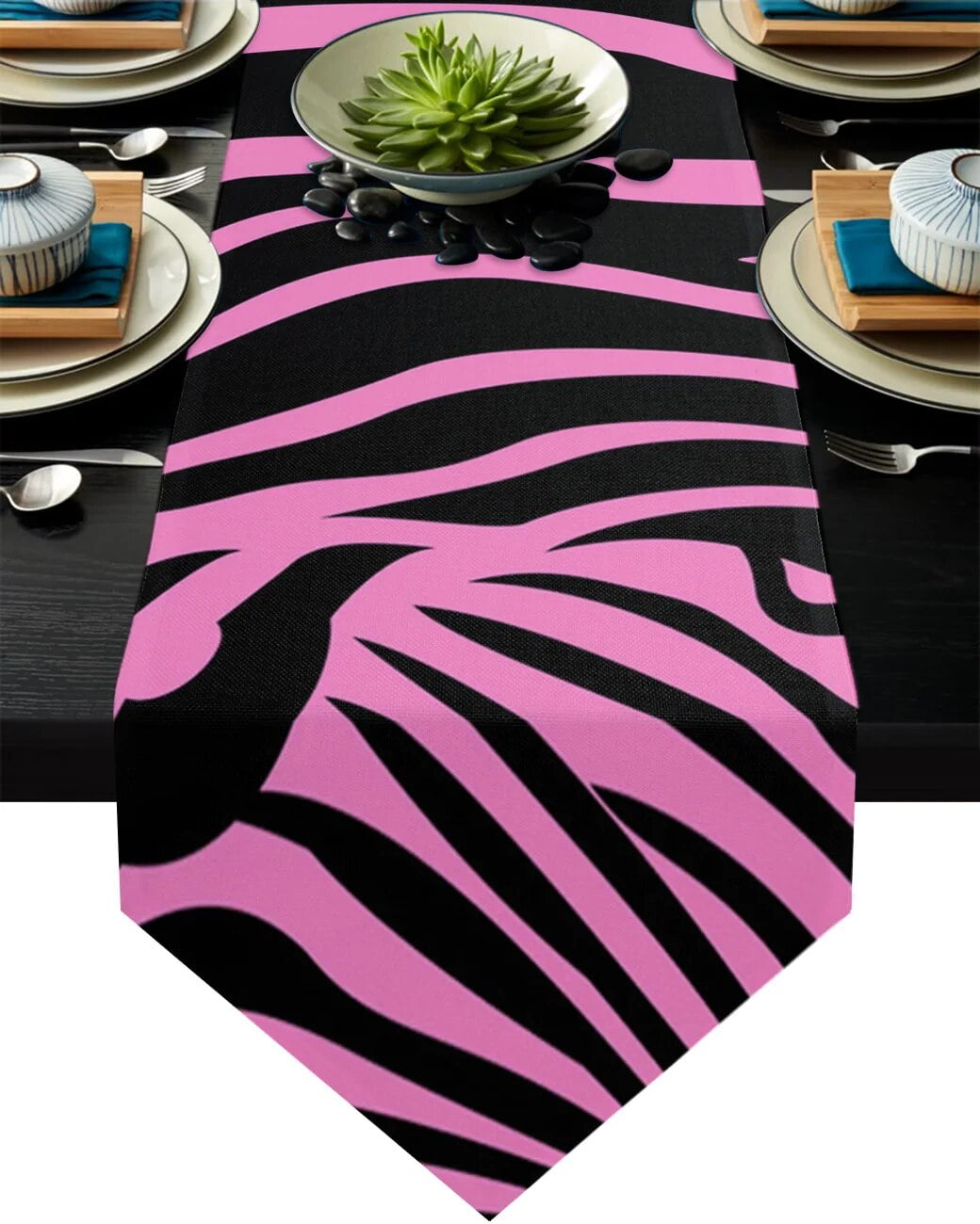 Zebra Animal Abstract Black White Stripes Table Runner Christmas ...