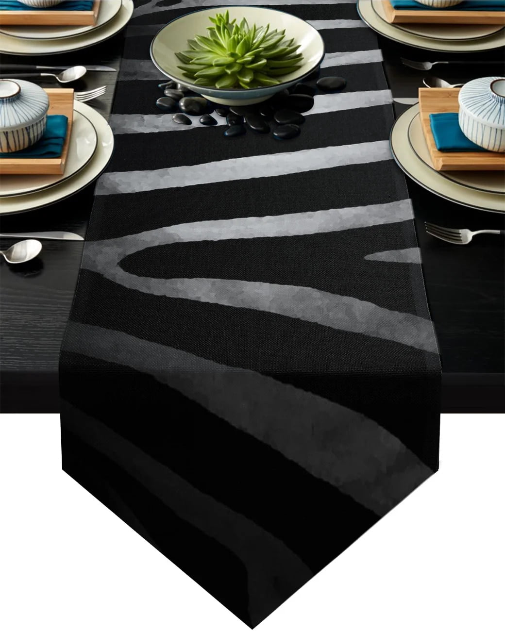Zebra Animal Abstract Black White Stripes Table Runner Christmas ...