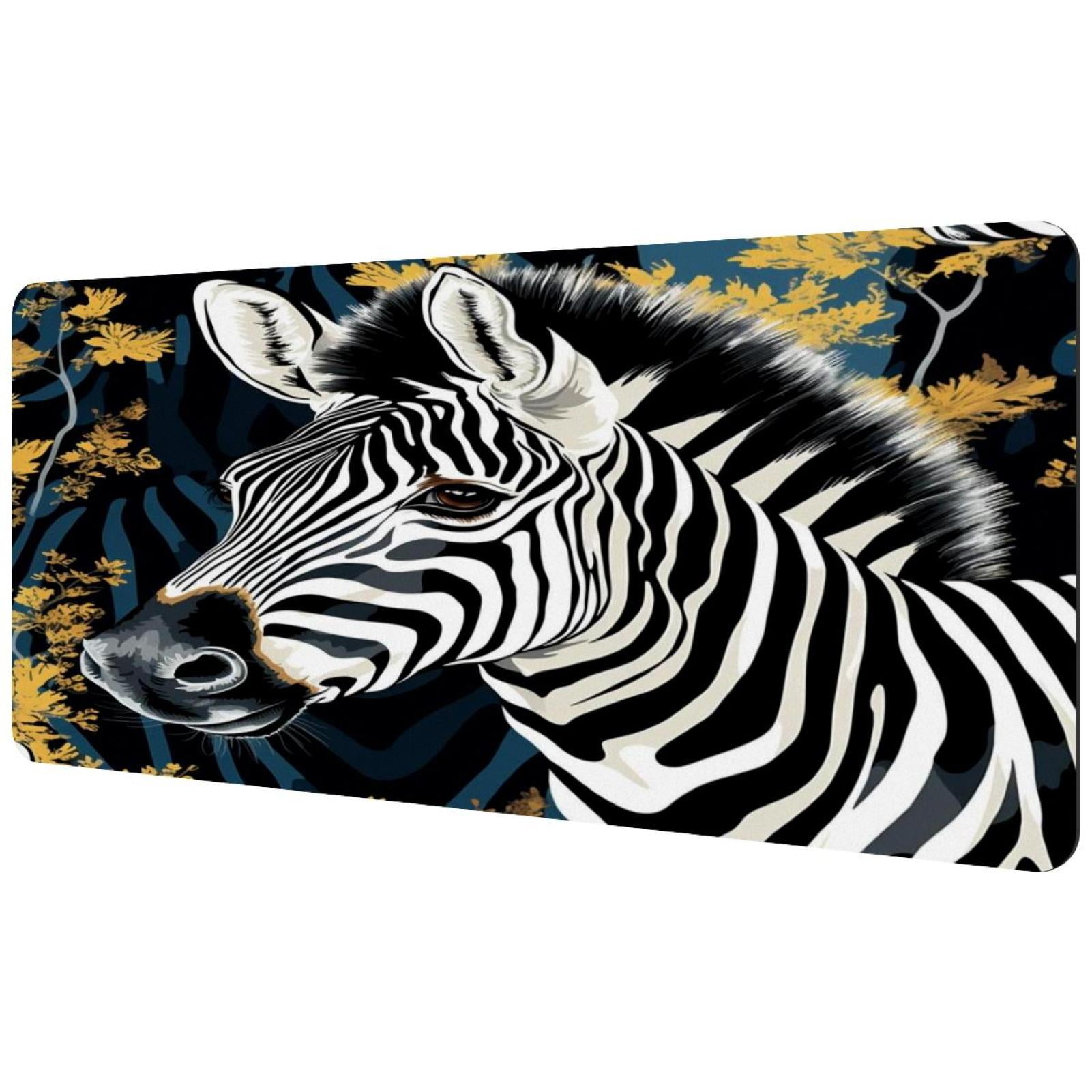 Zebra Animal and Gold Color Tree Mouse Pad, Large Mousepad for Office ...