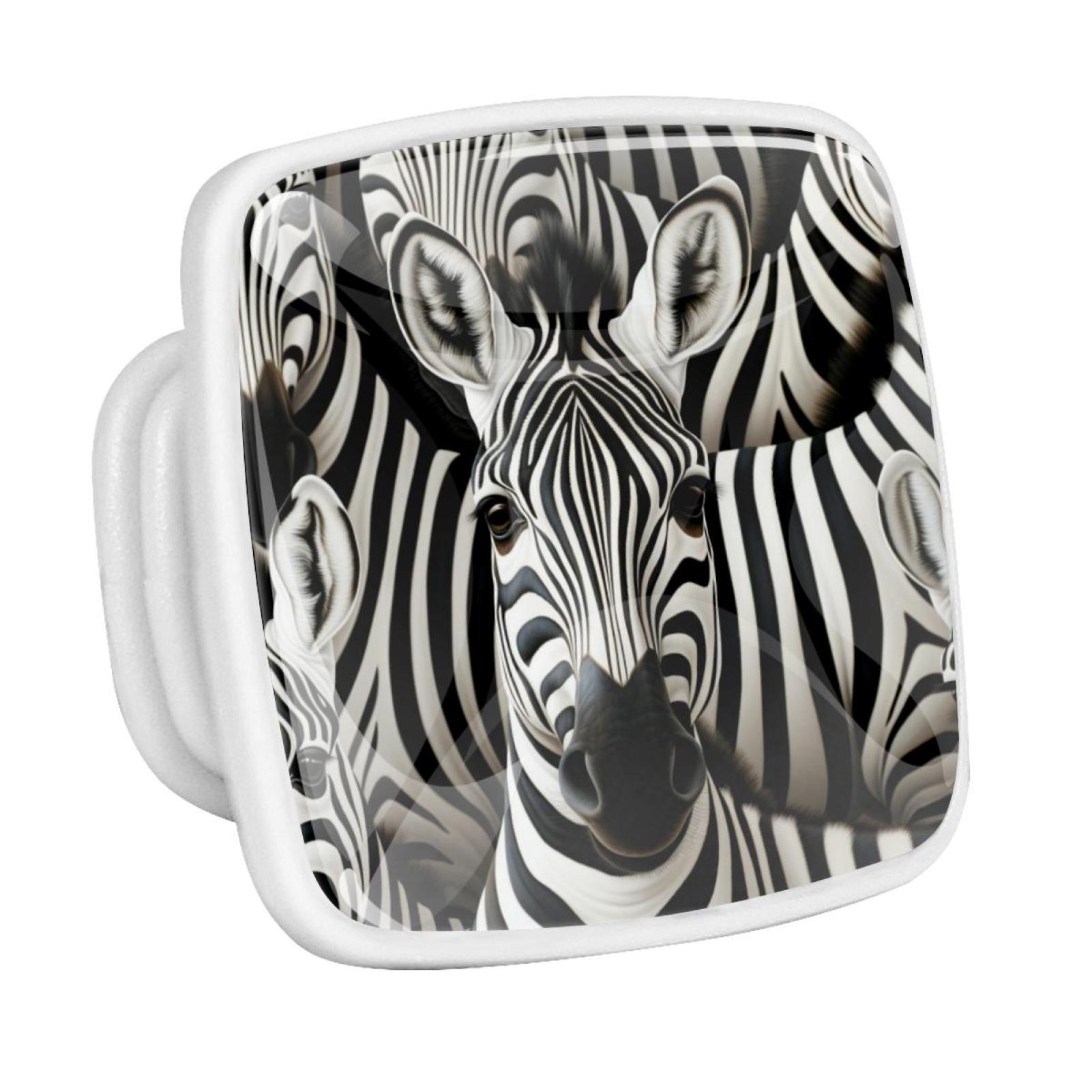 Zebra Animals Fluorescent Drawer Pulls with Screws Square 4-Pack Glow ...