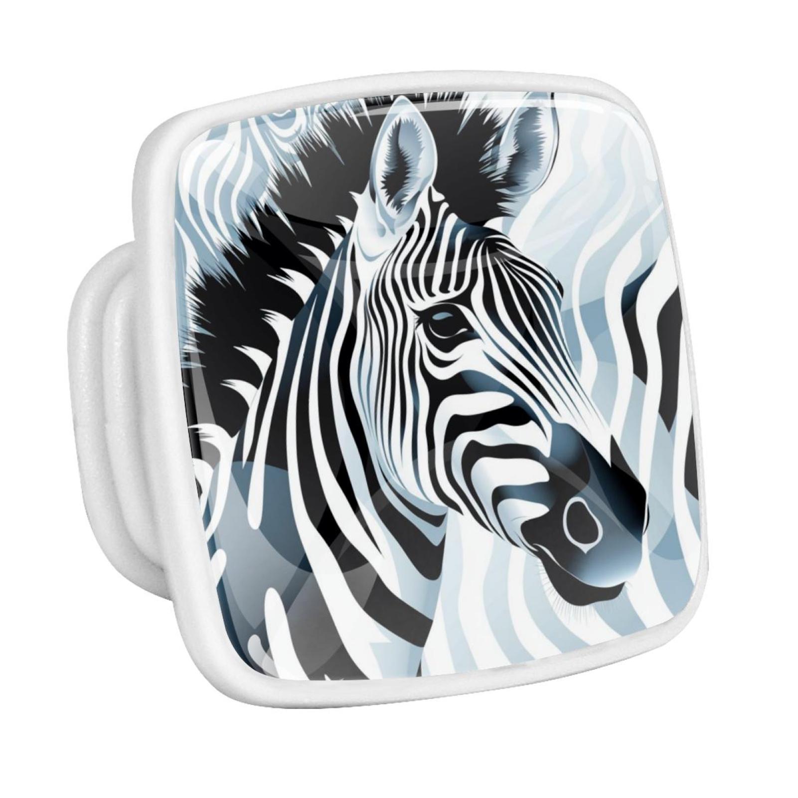 Zebra Animals Fluorescent Drawer Pulls with Screws Square 4-Pack Glow ...