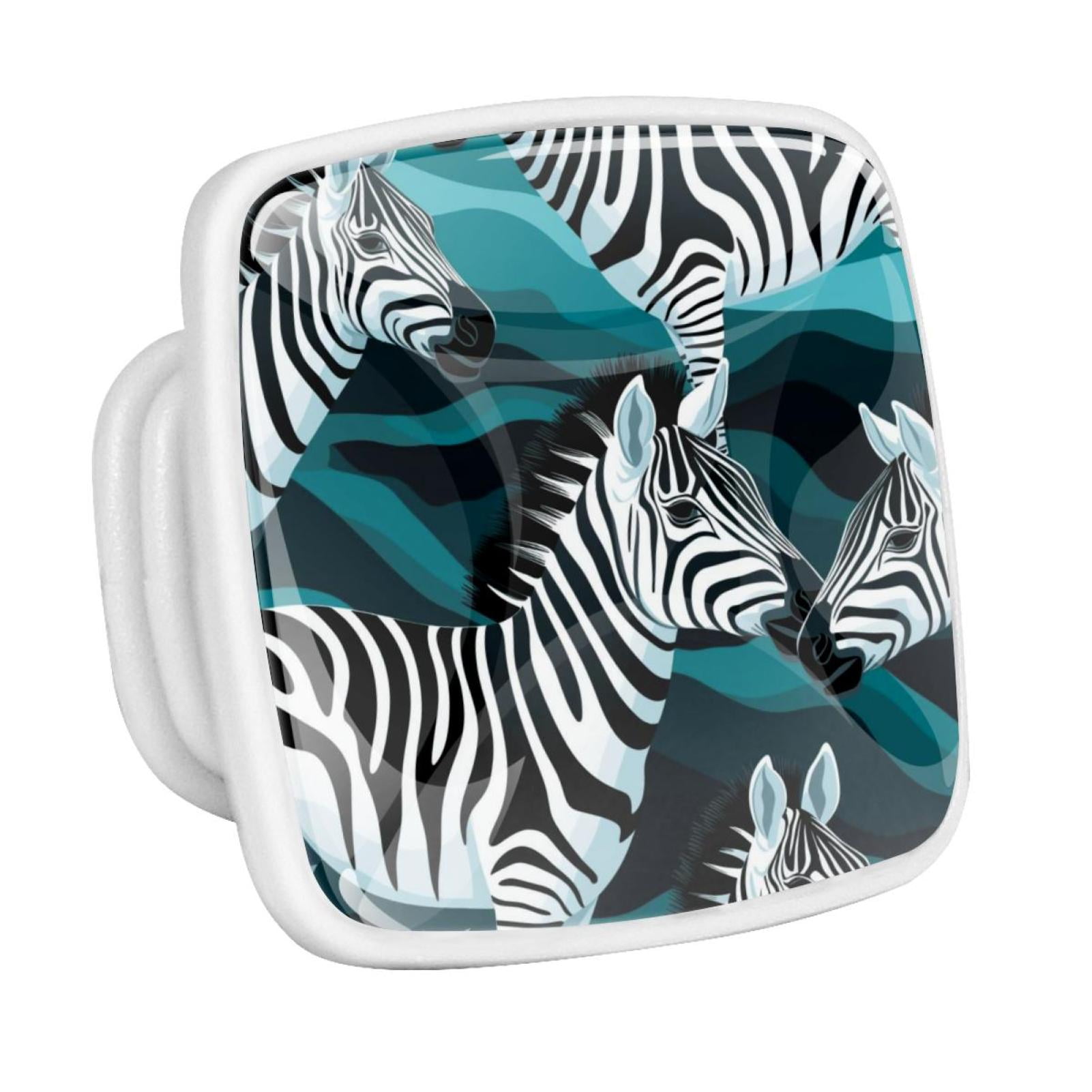 Zebra Animals Fluorescent Drawer Pulls with Screws Square 4-Pack Glow ...