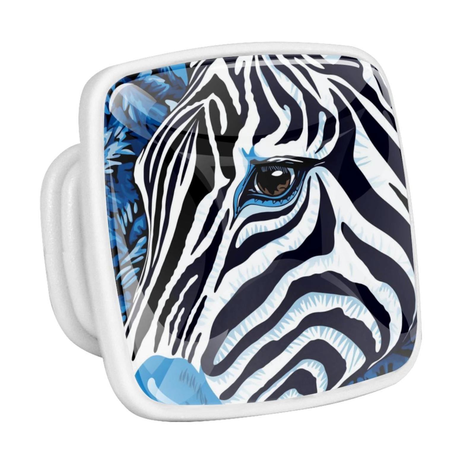 Zebra Animals Fluorescent Drawer Pulls with Screws Square 4-Pack Glow ...