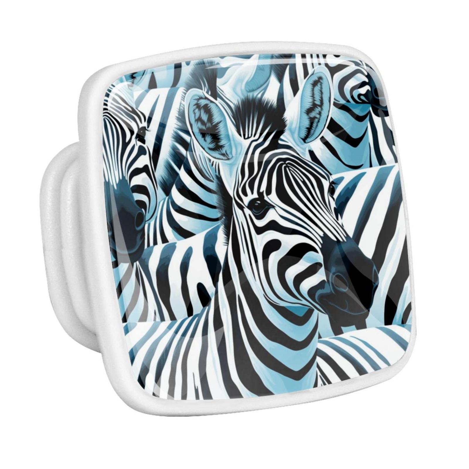 Zebra Animals Fluorescent Drawer Pulls with Screws Square 4-Pack Glow ...